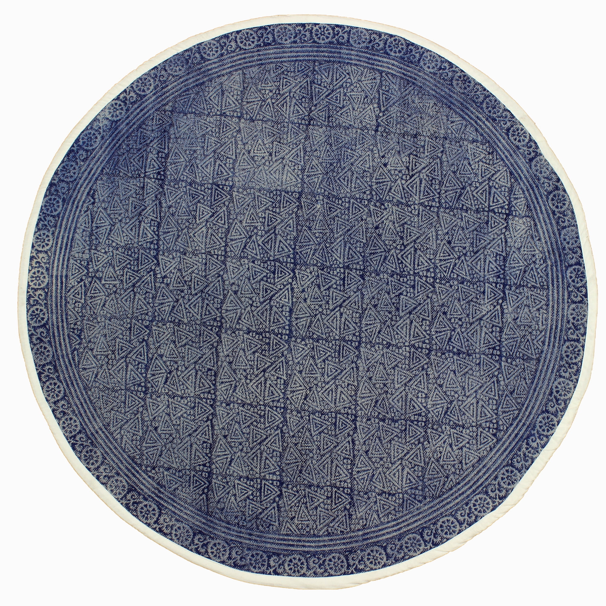 Casavani Round Handblock Printed Cotton Rug Bedroom, Living, Dining ...