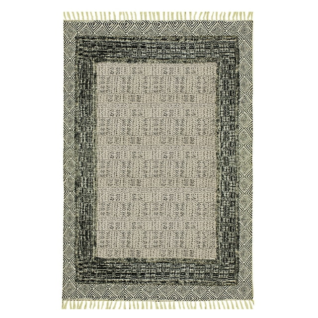 Casavani Square Hand Tufted Cotton Dhurrie Gray Living Room Carpets ...