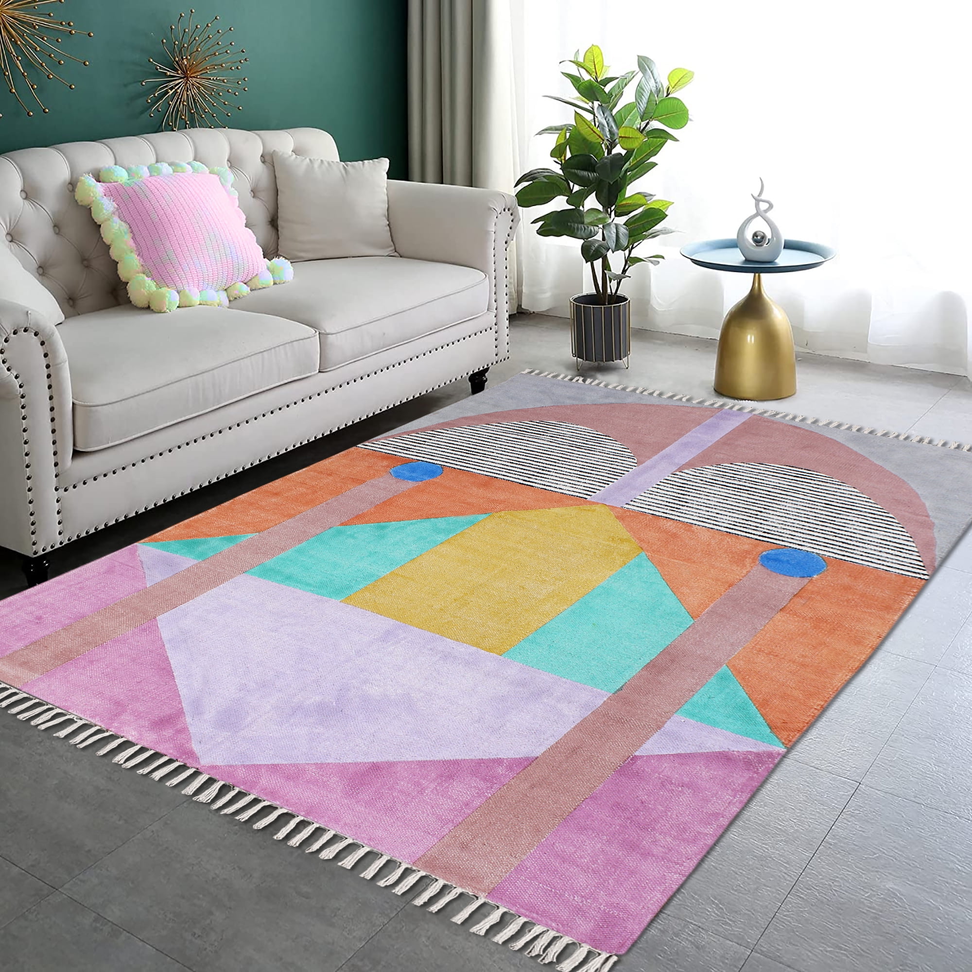 Casavani Traditional Kilim Large Hall Area Rug, Pink 4x8 feet - Walmart.com