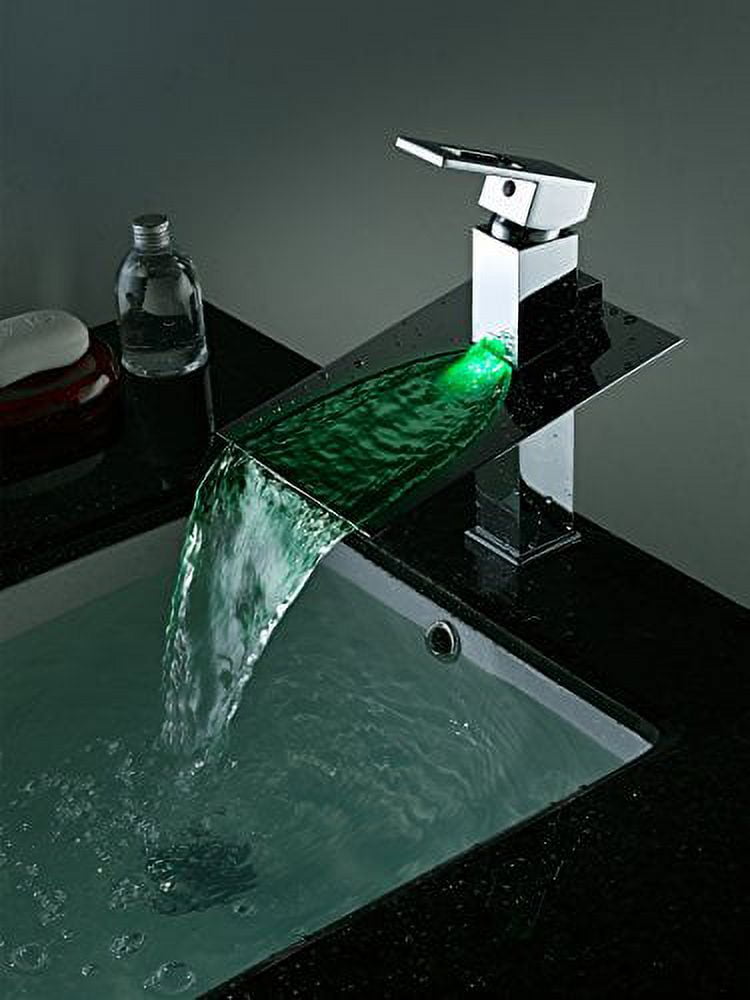 Cascada Color Changing LED Waterfall Bathroom Sink Faucet (Chrome ...