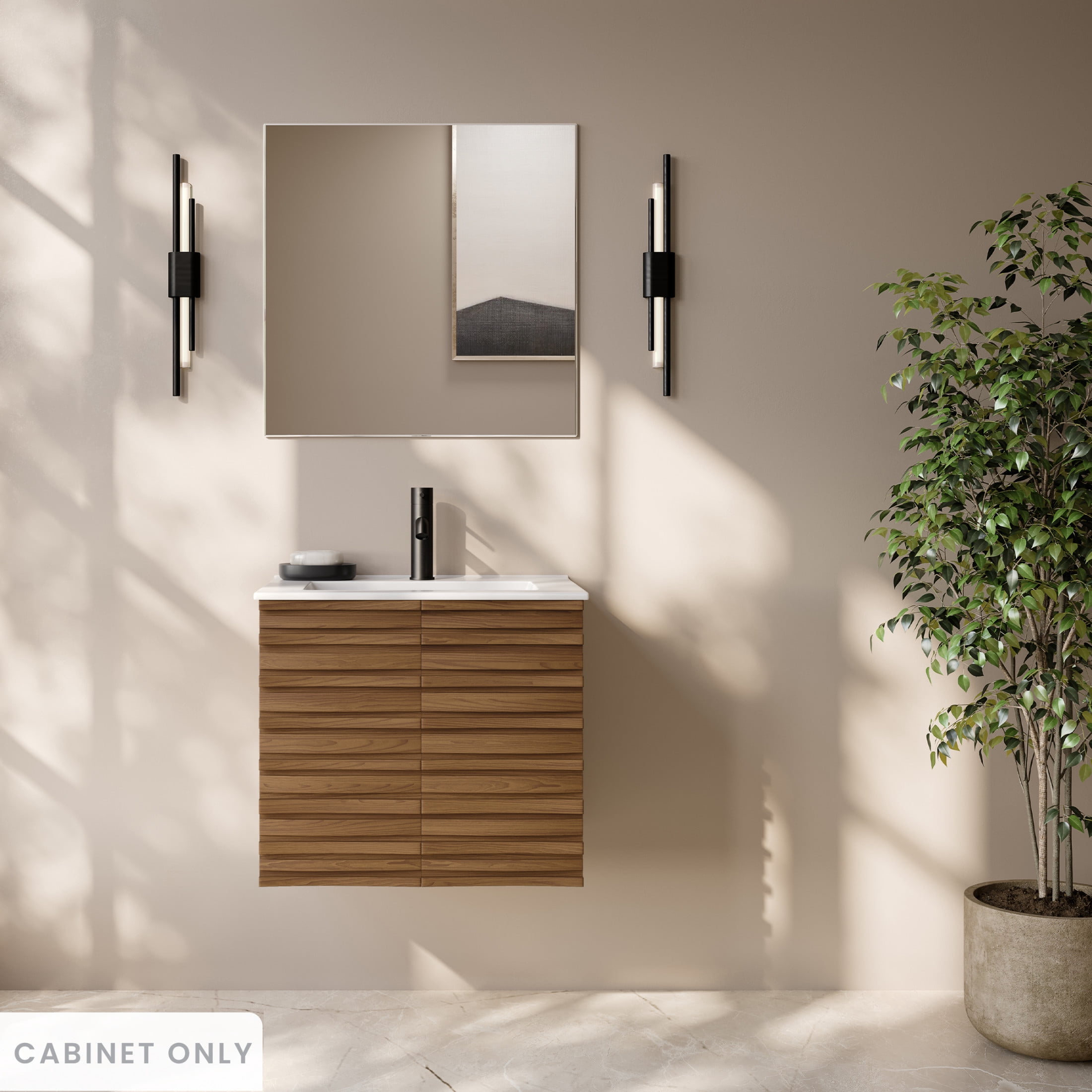 Cascade 24" Wall-Mounted Bathroom Vanity Cabinet without Top in Brown ...