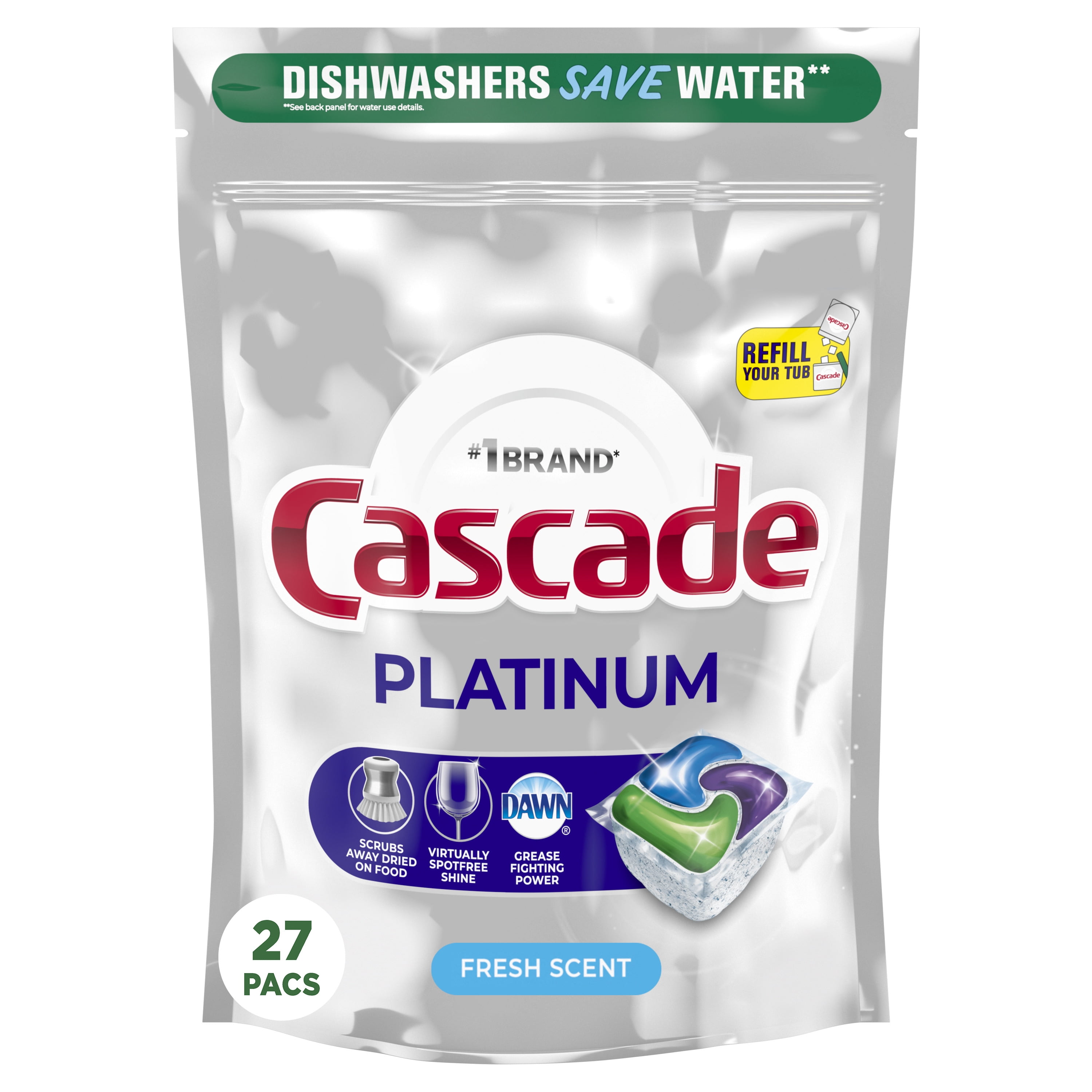 Cascade Auto Dishwashing Pouch with Liquid & Powder Fresh Scent ...