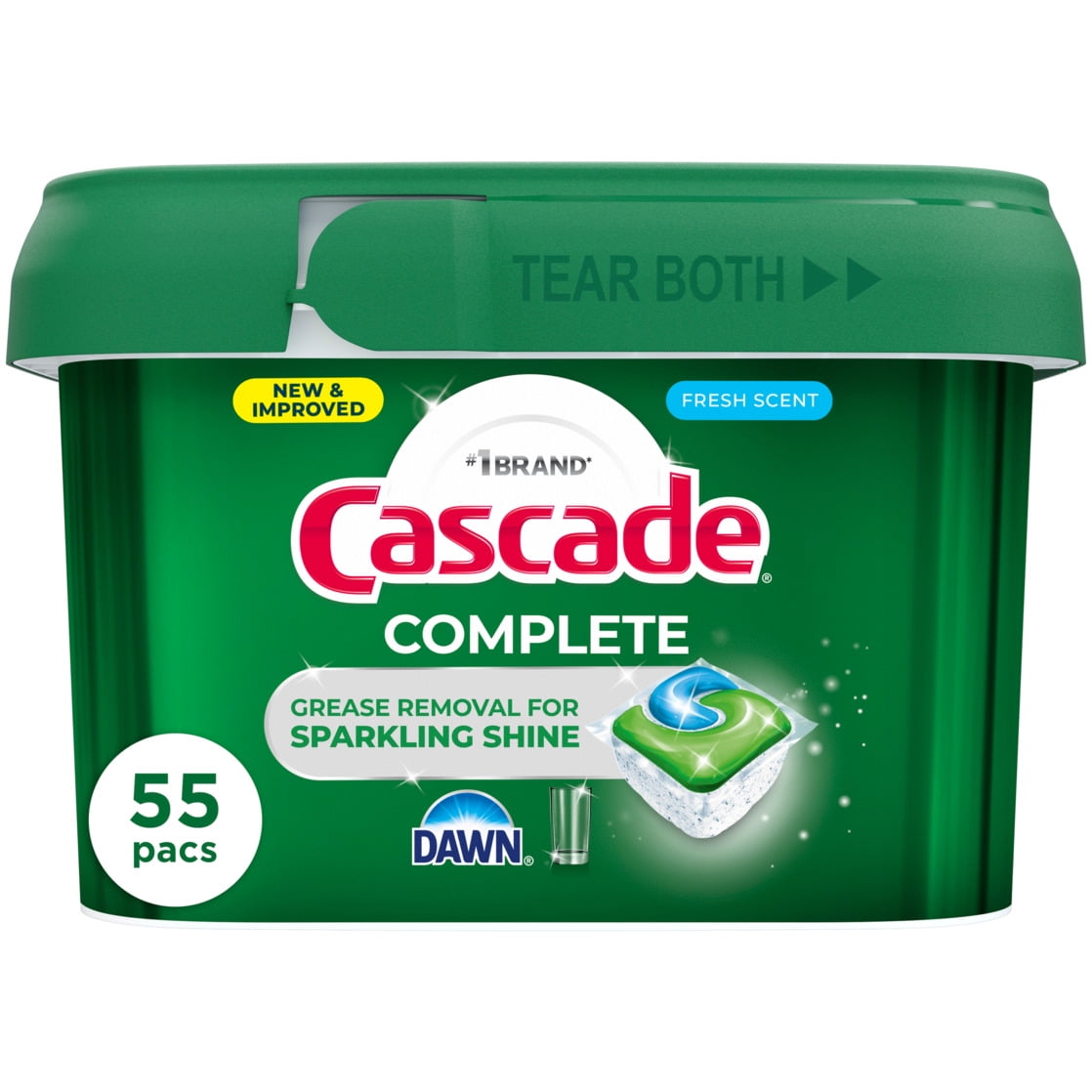 Cascade Complete Dishwasher Detergent Fresh, 55ct - Walmart.com