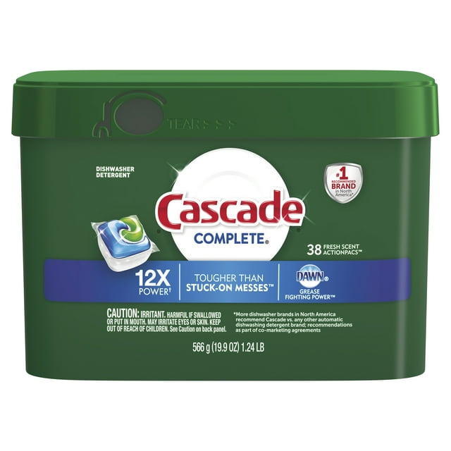 Cascade Complete ActionPacs Dishwasher Detergent, Fresh Scent, 38 Count ...