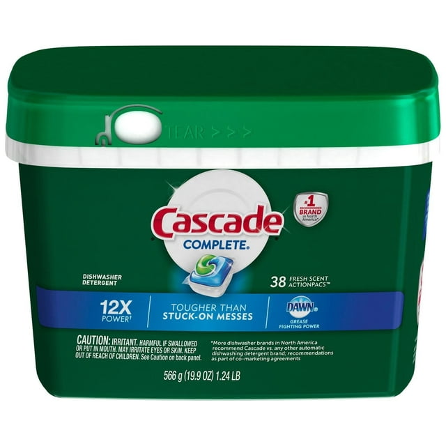 Cascade Complete Actionpacs Dishwasher Detergent, Fresh Scent, 38 Count ...
