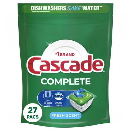 Cascade Complete Actionpacs, Dishwasher Detergent Pods, Fresh, 27 Count ...
