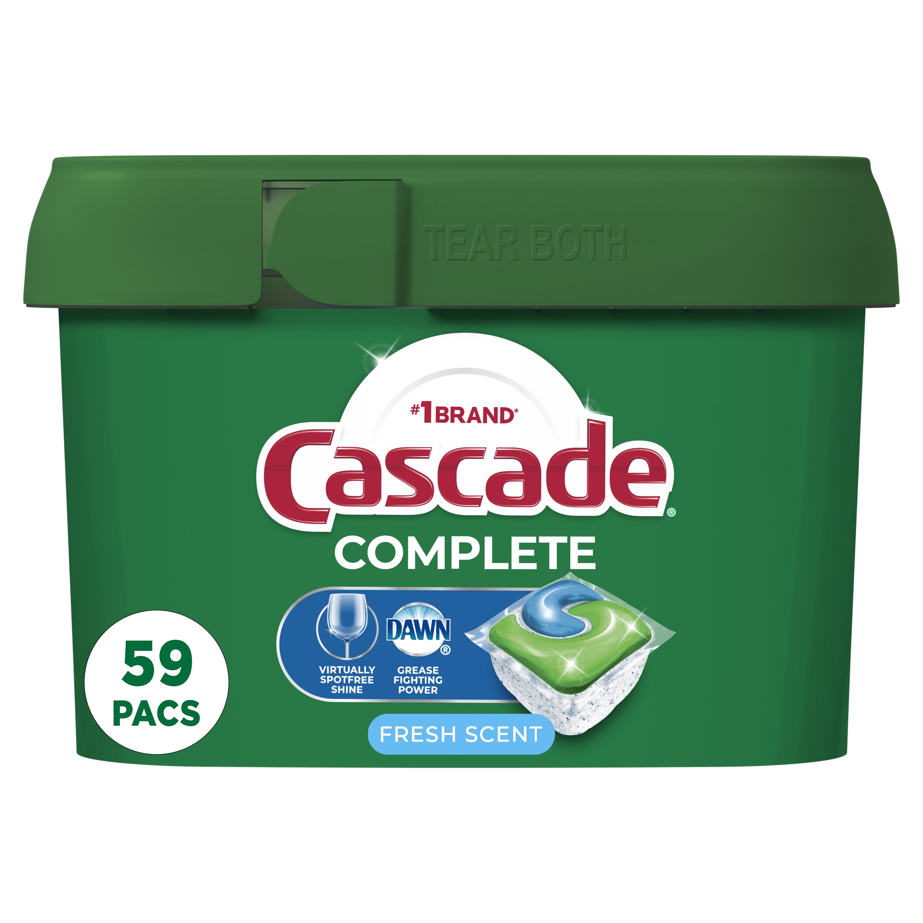 Cascade Complete Dish Soap Pods, Dawn Action Pacs Dishwasher Detergent ...