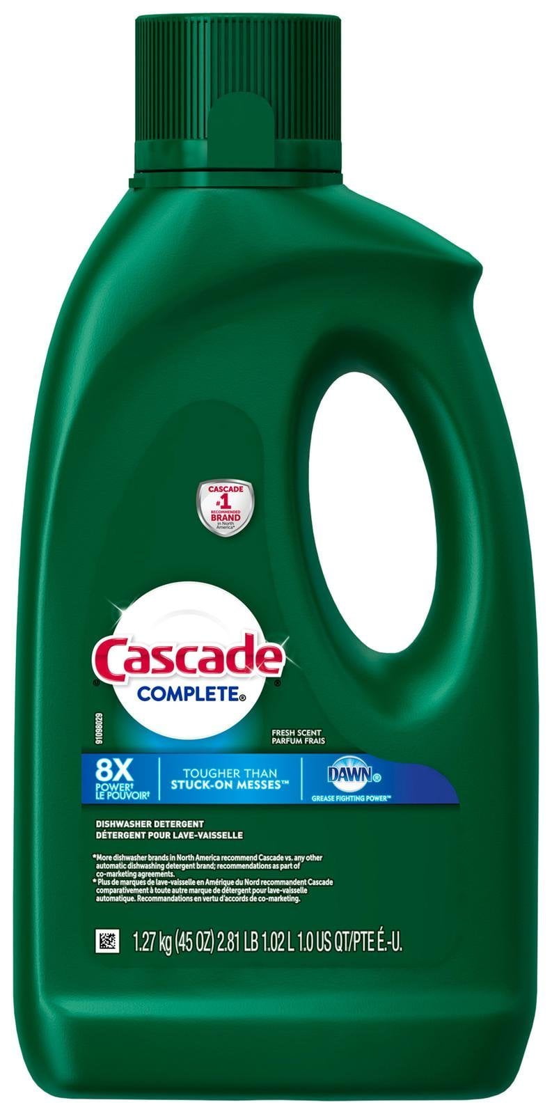 Cascade Complete Gel Dishwasher Detergent, Fresh Scent, 45 Oz - Walmart.com