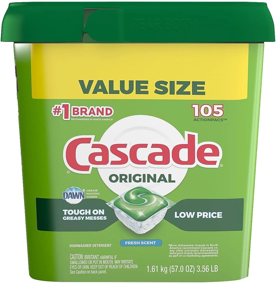 Cascade Dishwasher Pods, Actionpacs Dishwasher Detergent, Original ...