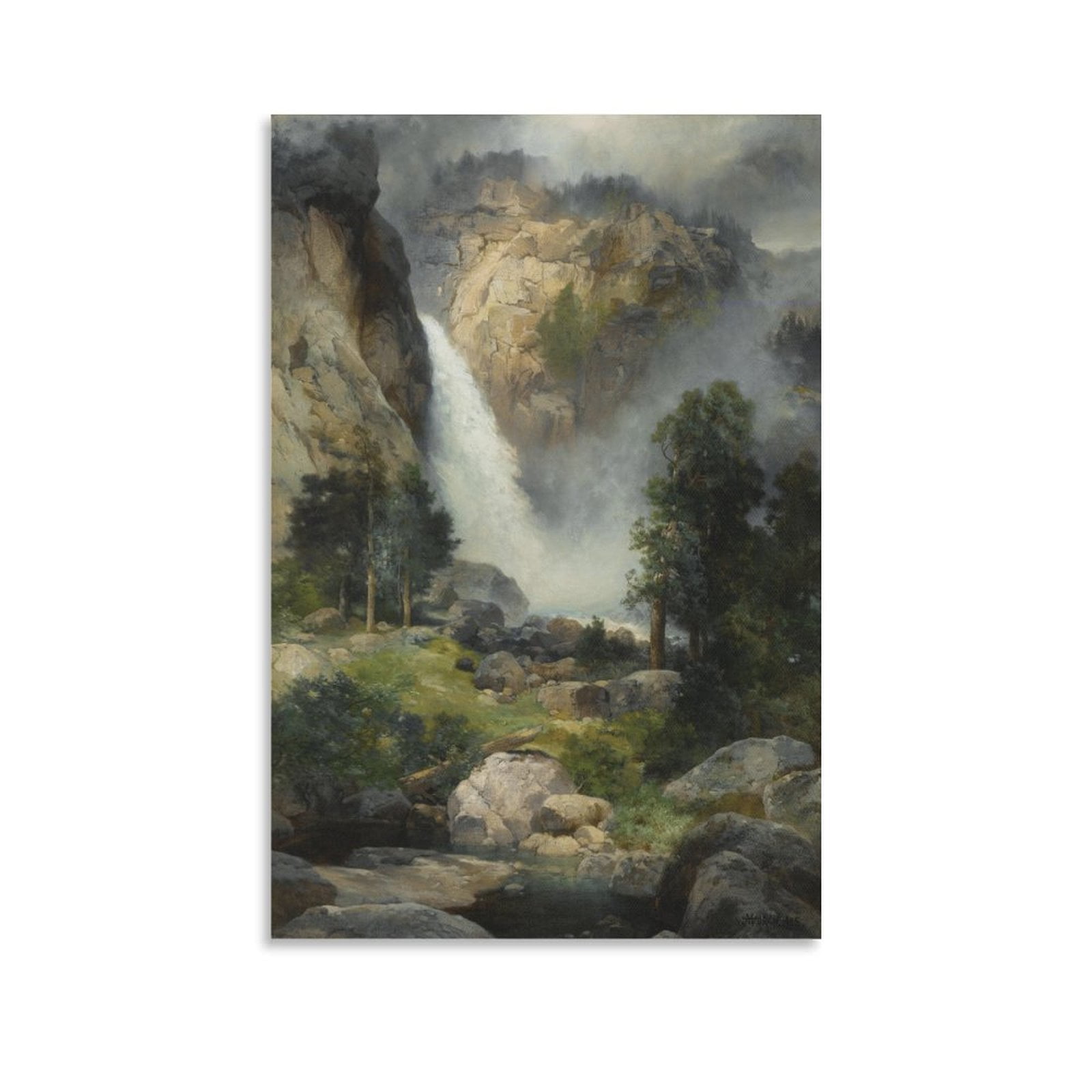 Cascade Falls By Thomas Moran Art Prints Paintings Canvas Poster Canvas Wall Art Poster ...