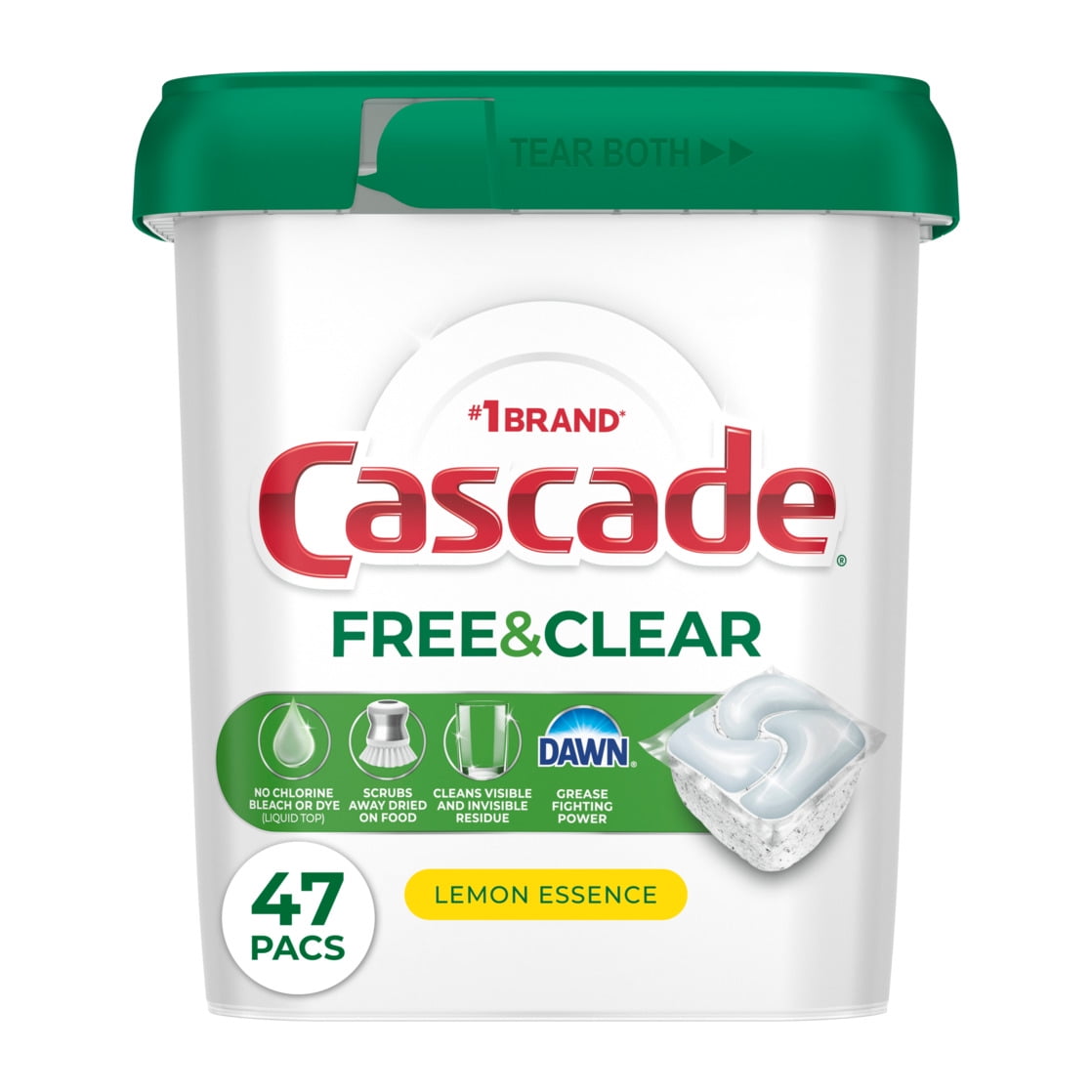 Cascade Free & Clear Dishwasher Pods, 47 Count - Walmart.com