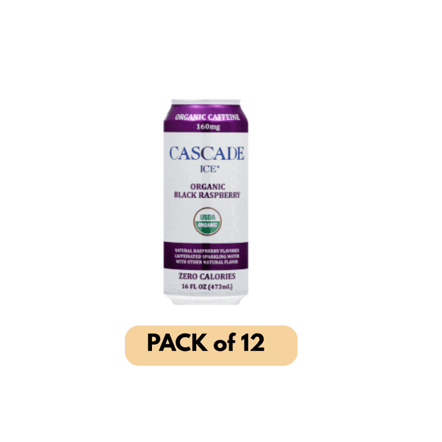Cascade Ice Organic Sparkling Water, Black Raspberry, Caffeinated, 16 ...
