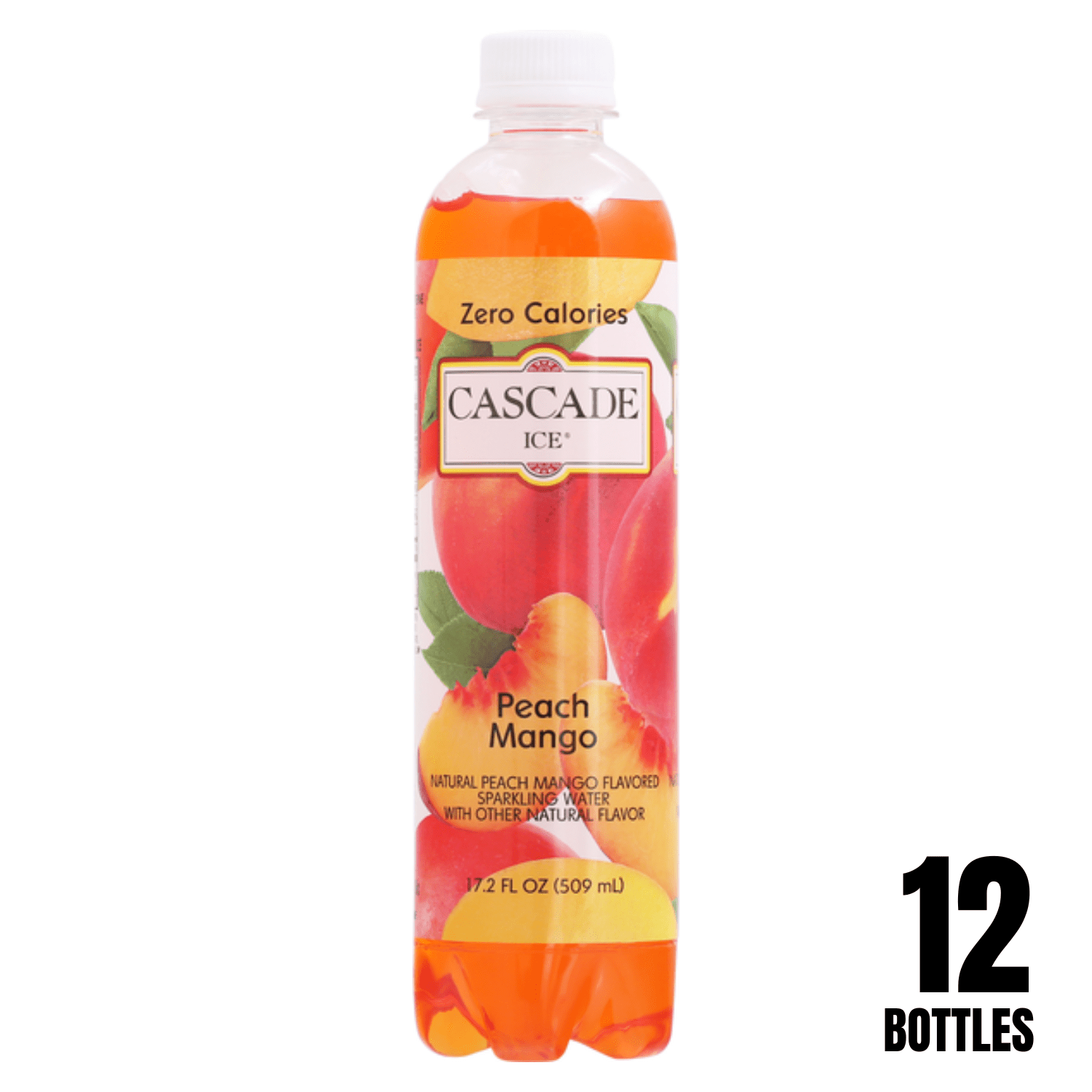 Cascade Ice,Peach Mango Sparkling Water, 17.2 fl oz Bottles (Pack of 12 ...