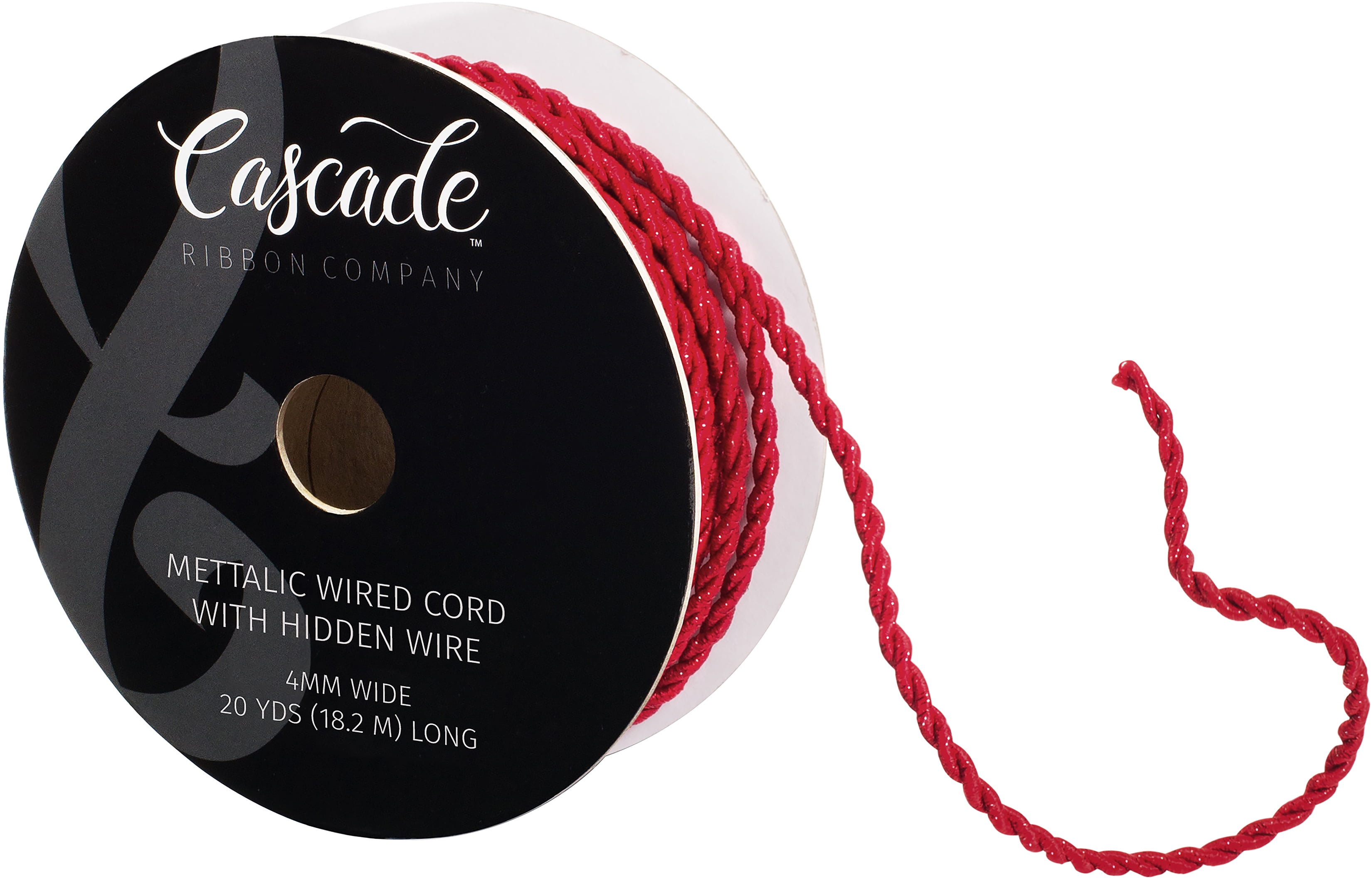 Cascade Metallic Wired Cord W/ Hidden Edge 3/16"X20yd-Red - Walmart.com