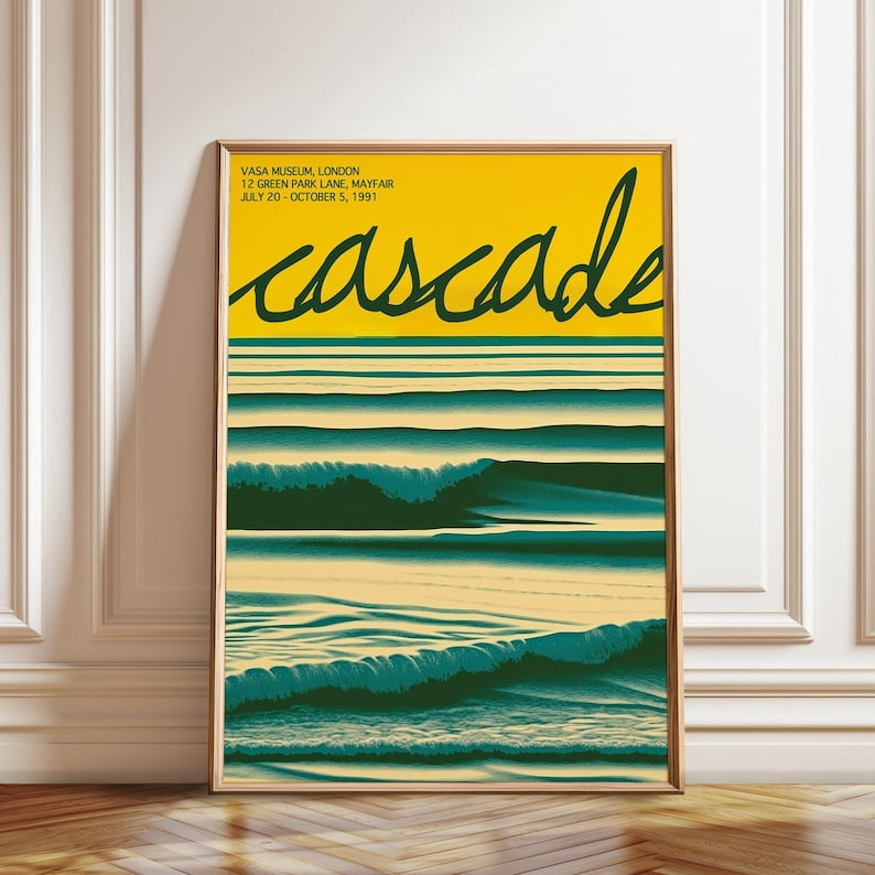 Cascade Ocean Waves Poster - Retro Sea Nature Inspired Wall Art - Vasa ...