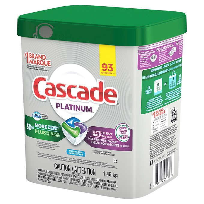 Cascade Platinum Dishwasher Detergent Action Packs, Fresh Scent, 93 ...