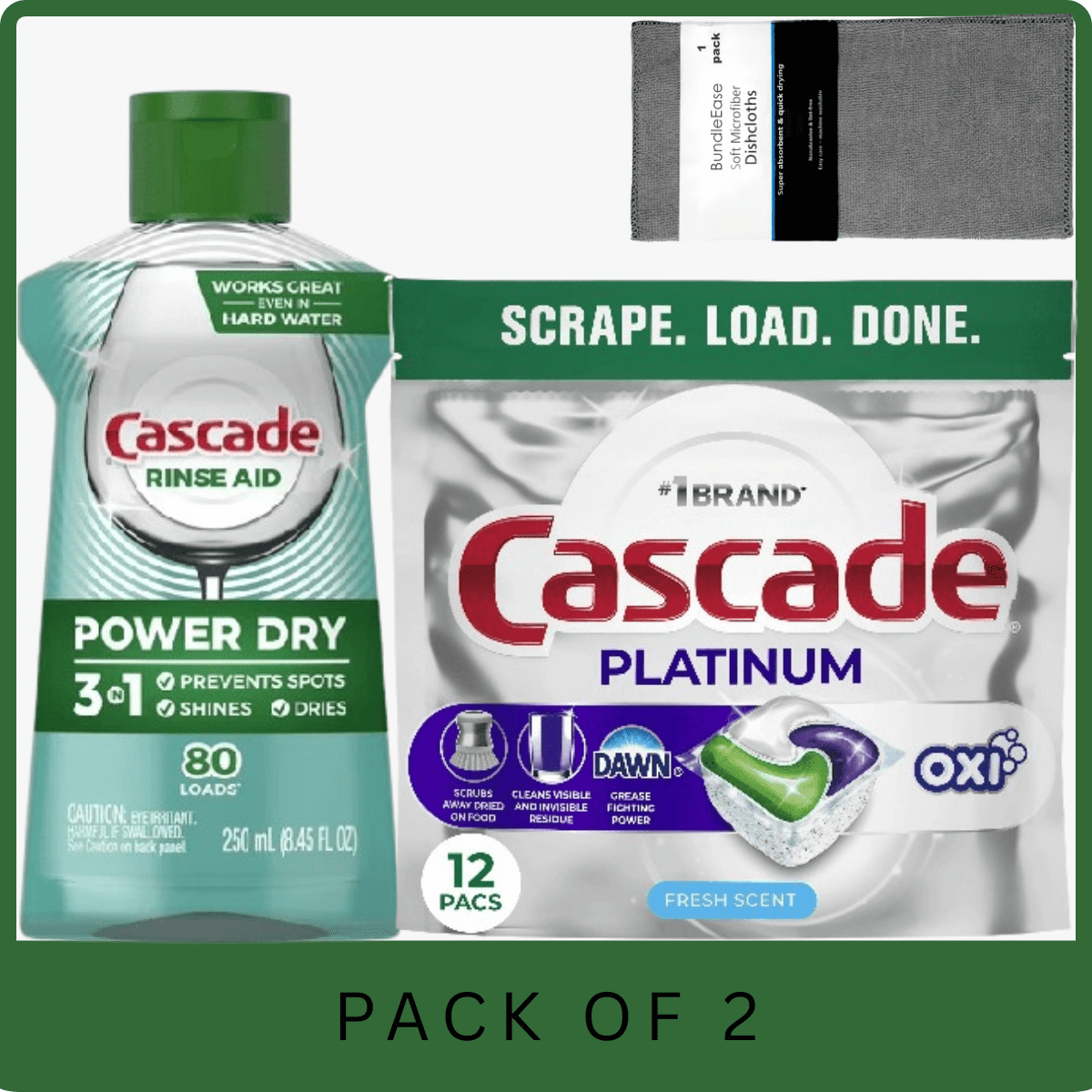 Cascade Platinum Dishwasher Pods Fresh 12 ct + Platinum Rinse Aid 8.45 ...