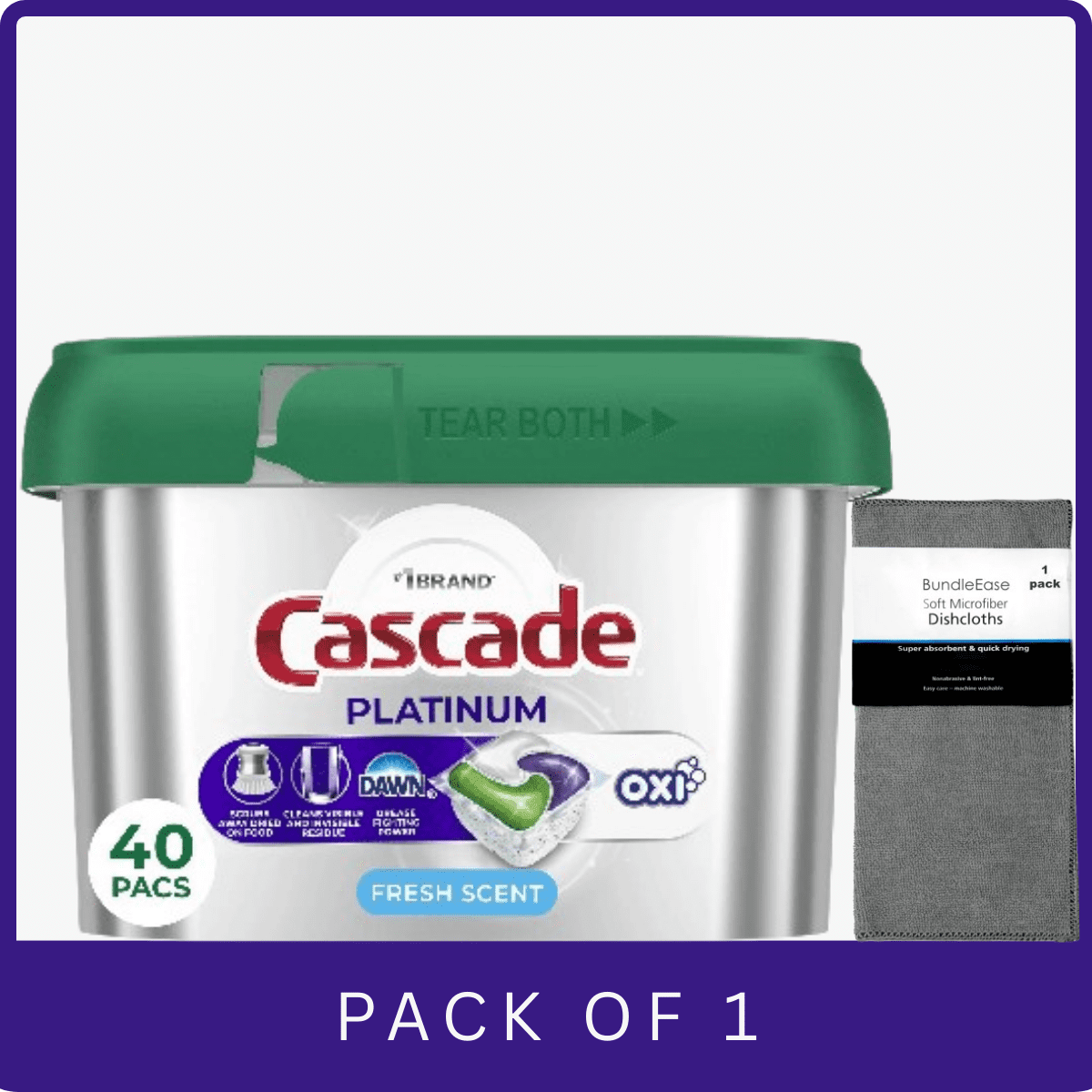 Cascade Platinum + Oxi Fresh Dishwasher Pods (40 Ct) with Microfiber ...