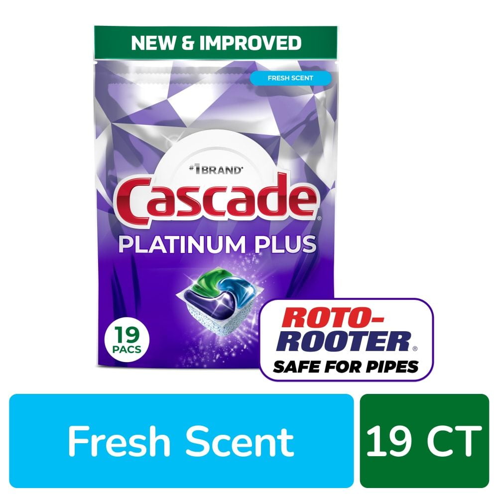 Cascade Platinum Plus Action Pacs Dishwasher Pods Dish Detergent Soap Fresh 19 ct - Pack of 2 ...