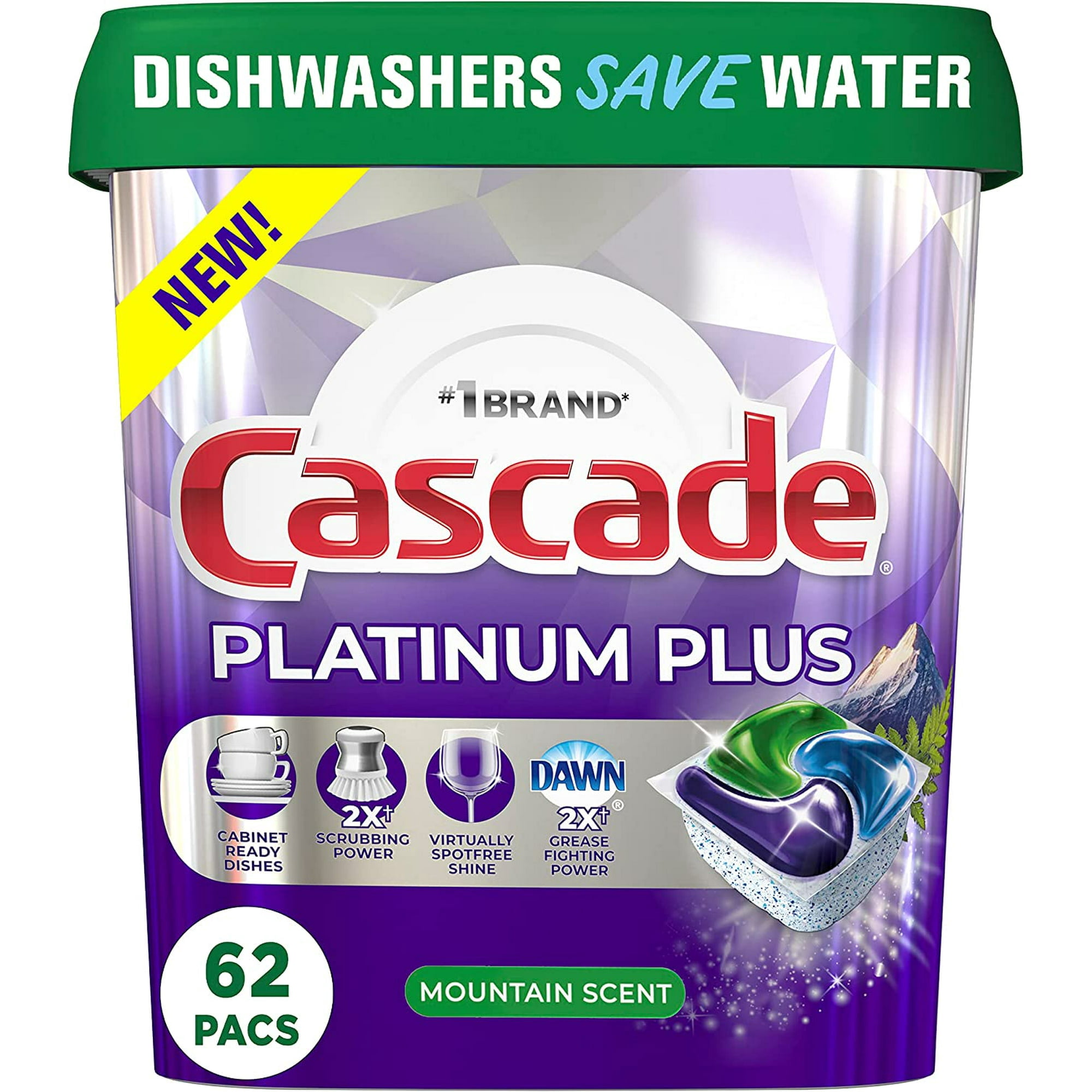 Cascade Platinum Plus ActionPacs Dishwasher Detergent Pods with Dawn ...