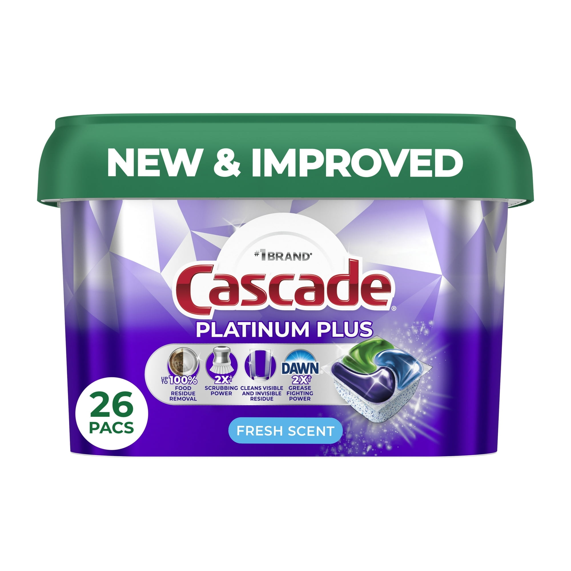 Cascade Platinum Plus Dishwasher Pods, Action Pacs Dishwasher Detergent ...