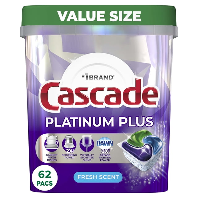 Cascade Platinum Plus Total Clean Dish Packs, Dishwashing Action, Fresh ...