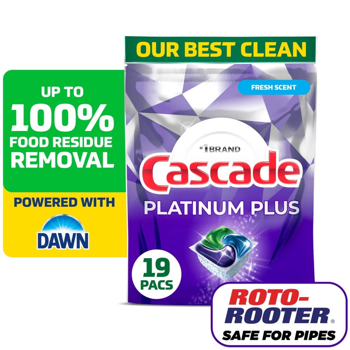 Cascade, Dishwasher Pods, 19 Count, Platinum Plus, Fresh Scent ...