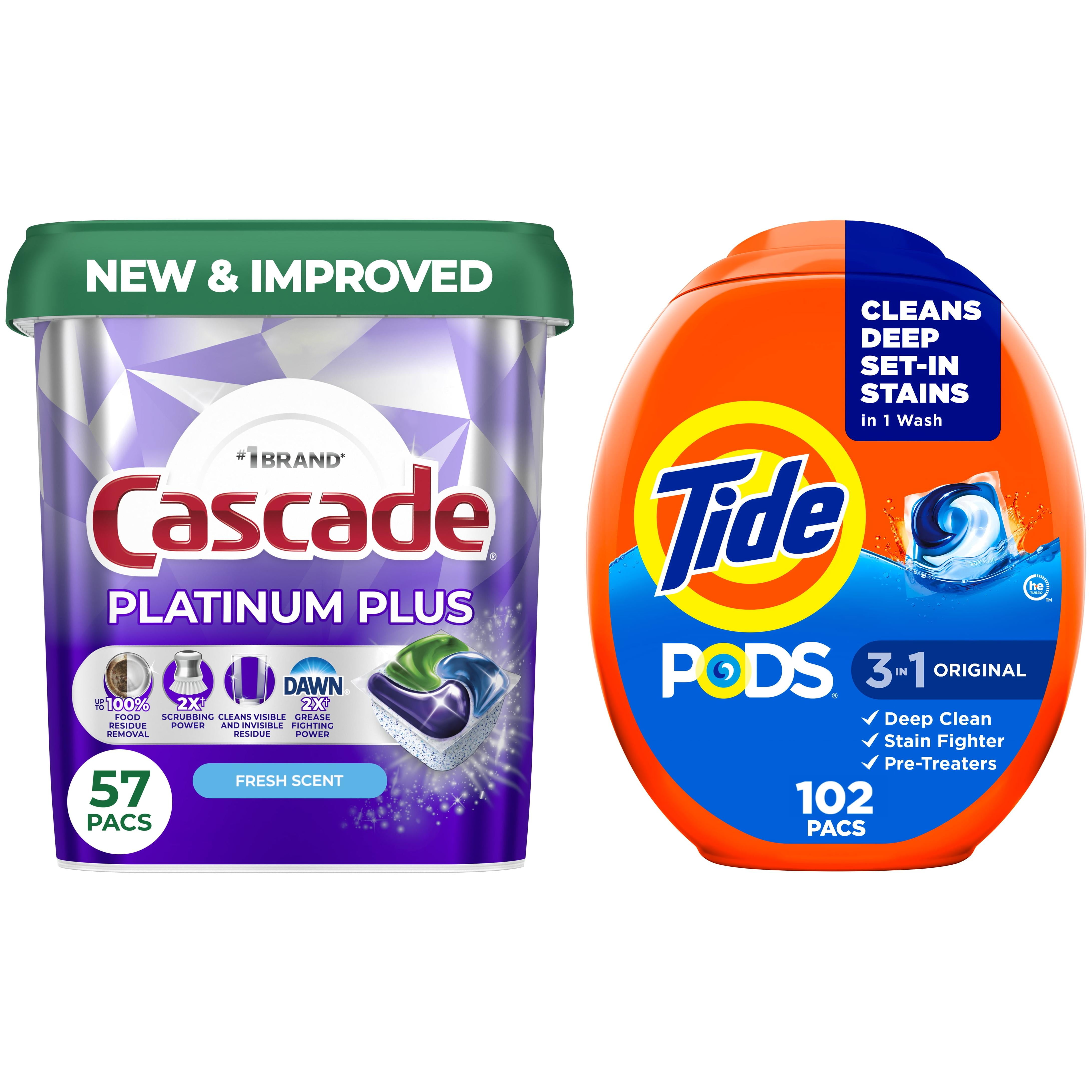 Cascade Platinum Plus Dishwasher Pods, Fresh, 57 Count plus Tide PODS ...