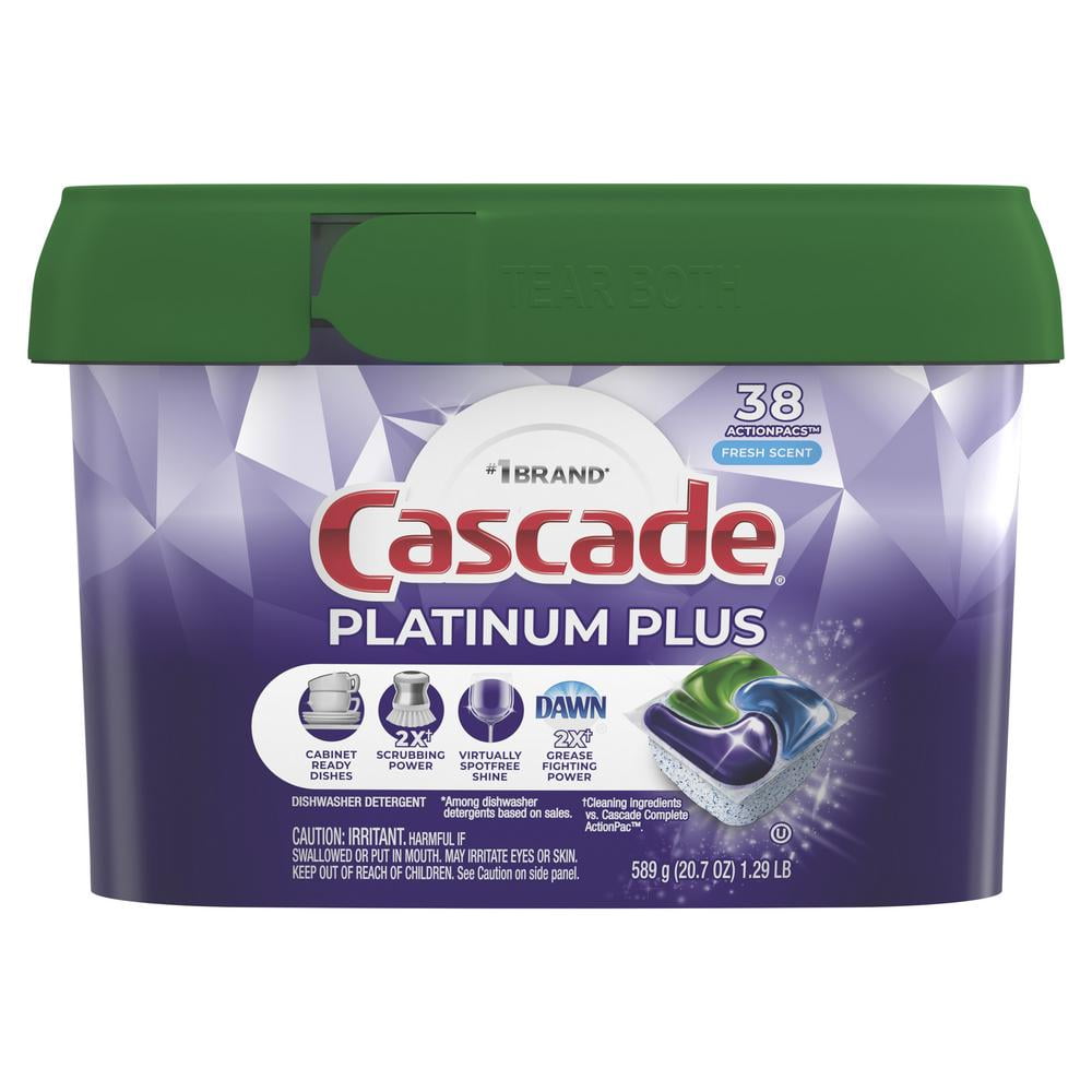 Cascade Platinum Plus Fresh Scent Dishwasher Detergent ActionPacs 38 ct ...