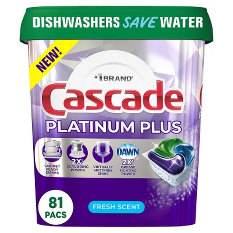 Cascade Platinum plus Actionpacs Dishwasher Detergent Pacs, Fresh Scent ...