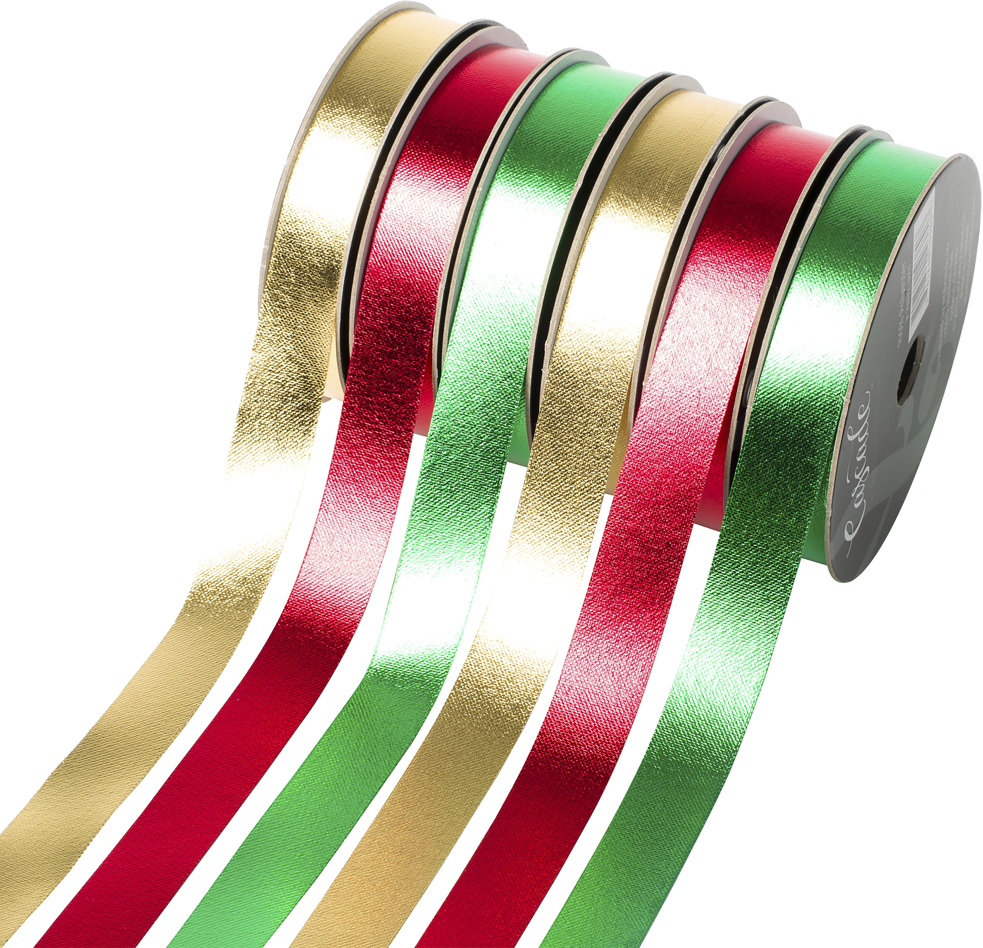 Cascade Sticky Foil Holiday Ribbon Combo 6/Pkg-Platinum, Green, Red ...