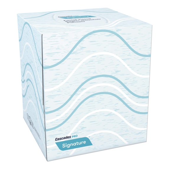 Cascades PRO Signature 2-Ply Facial Tissue, White Cube, 90 Sheets/Box ...