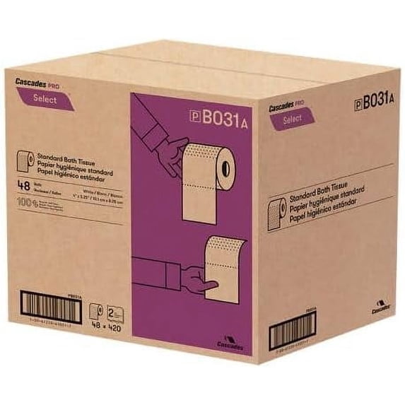 Cascades Pro Standard 2-Ply White Bathroom Tissue, 48 Rolls of 420 ...