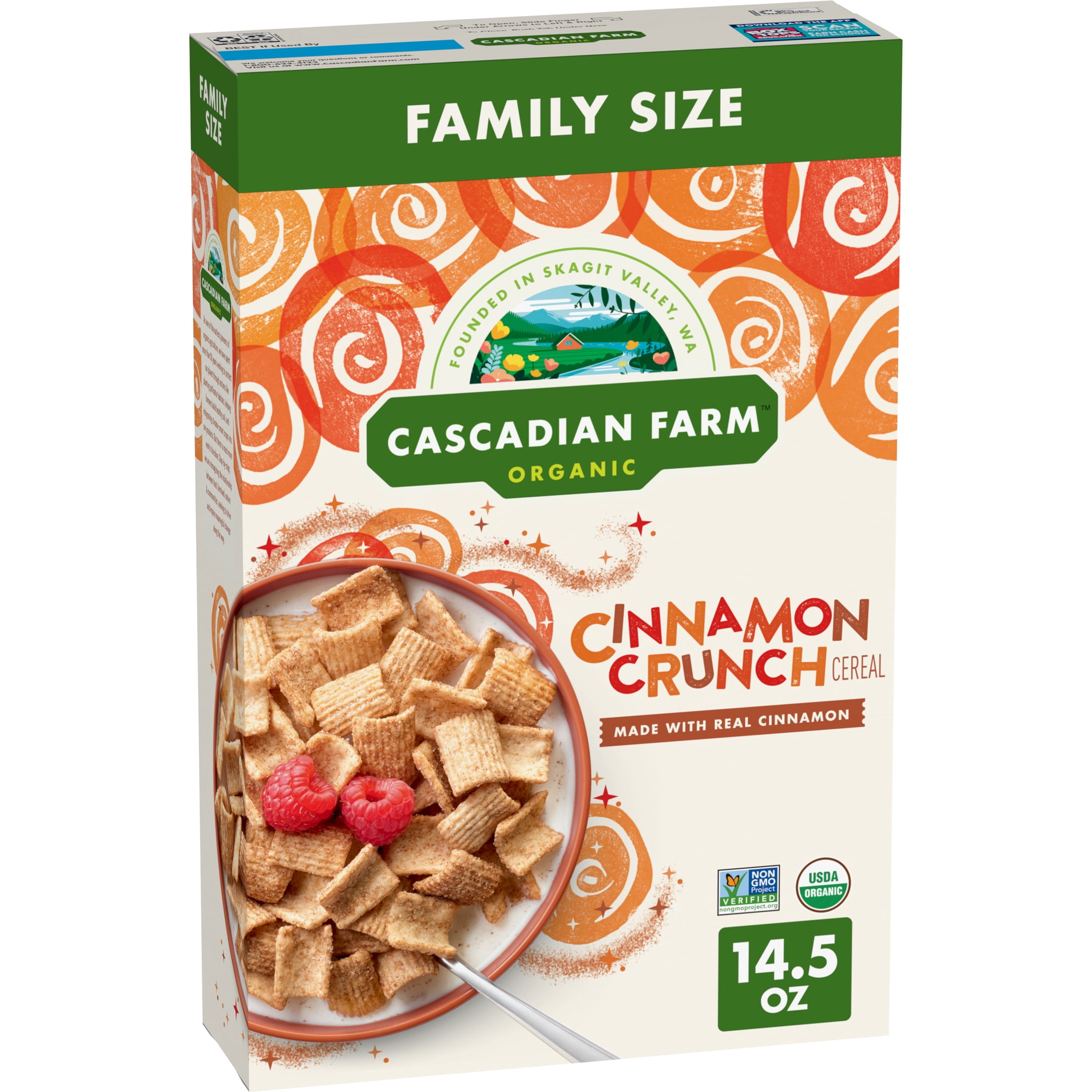 Cascadian Farm Organic Cinnamon Crunch Family Size Cereal 14.5 oz with ...