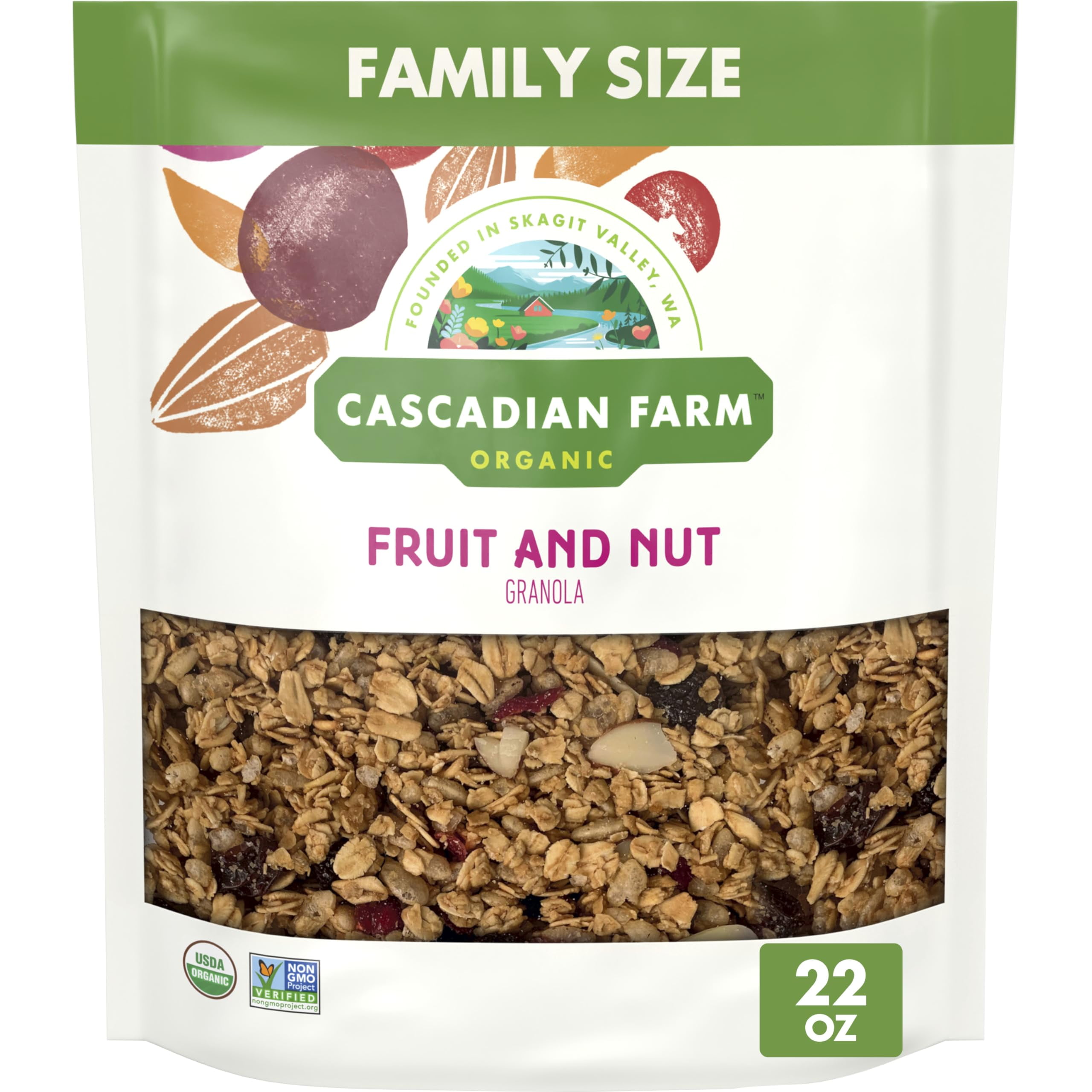 Cascadian Farm Organic Granola, OIF8 Fruit and Nut Cereal, Resealable ...