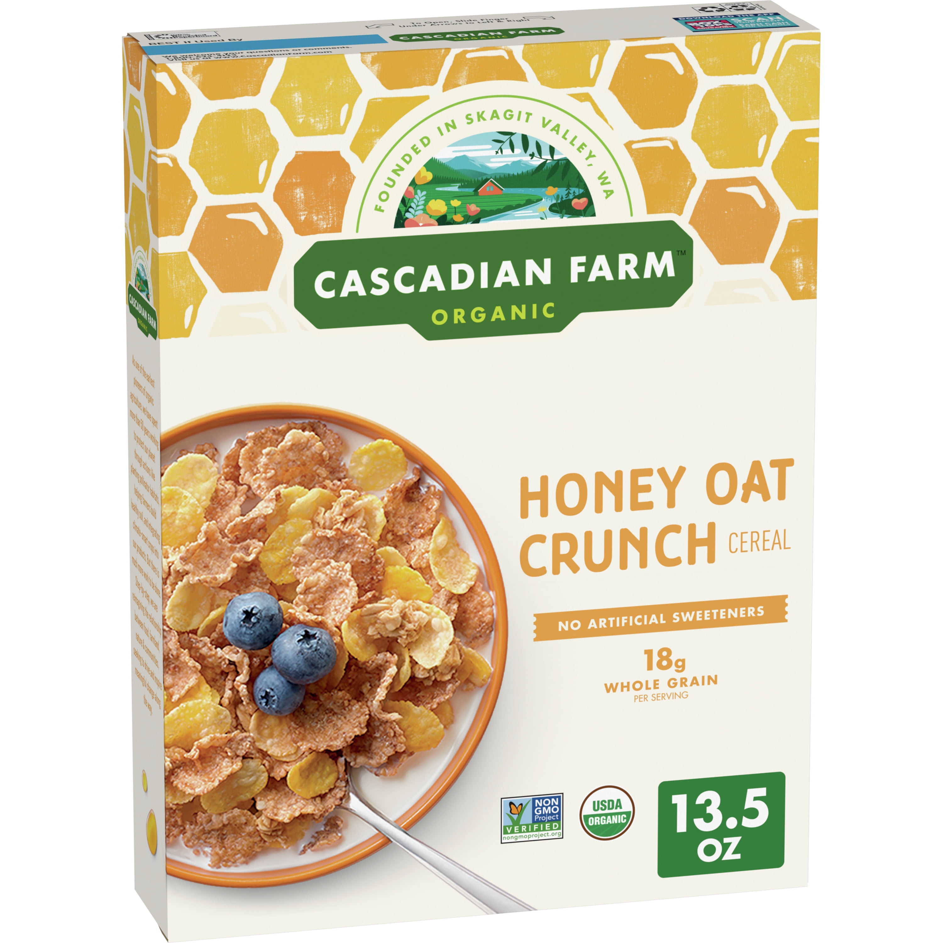 Cascadian Farm Organic Honey Crunch Oat Cereal, 13.5 oz - Walmart ...