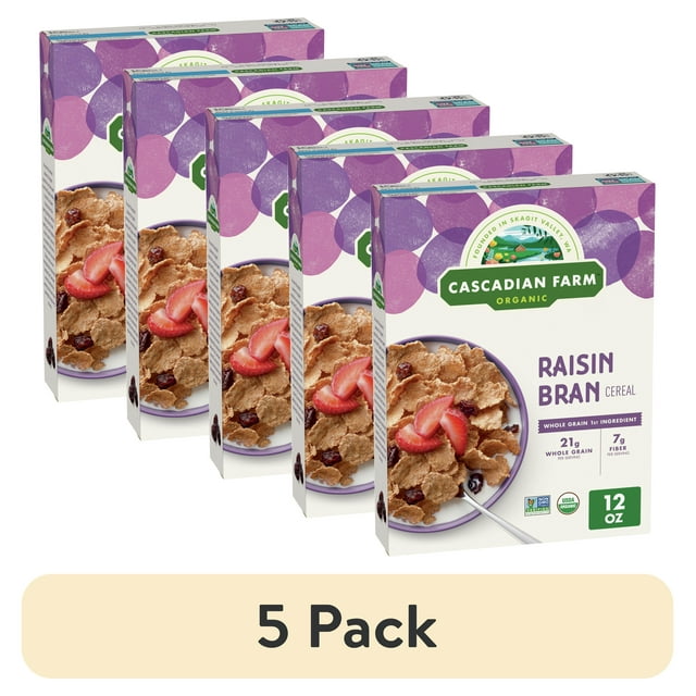 (5 pack) Cascadian Farm Organic Raisin Bran Cereal, Made with Wheat ...