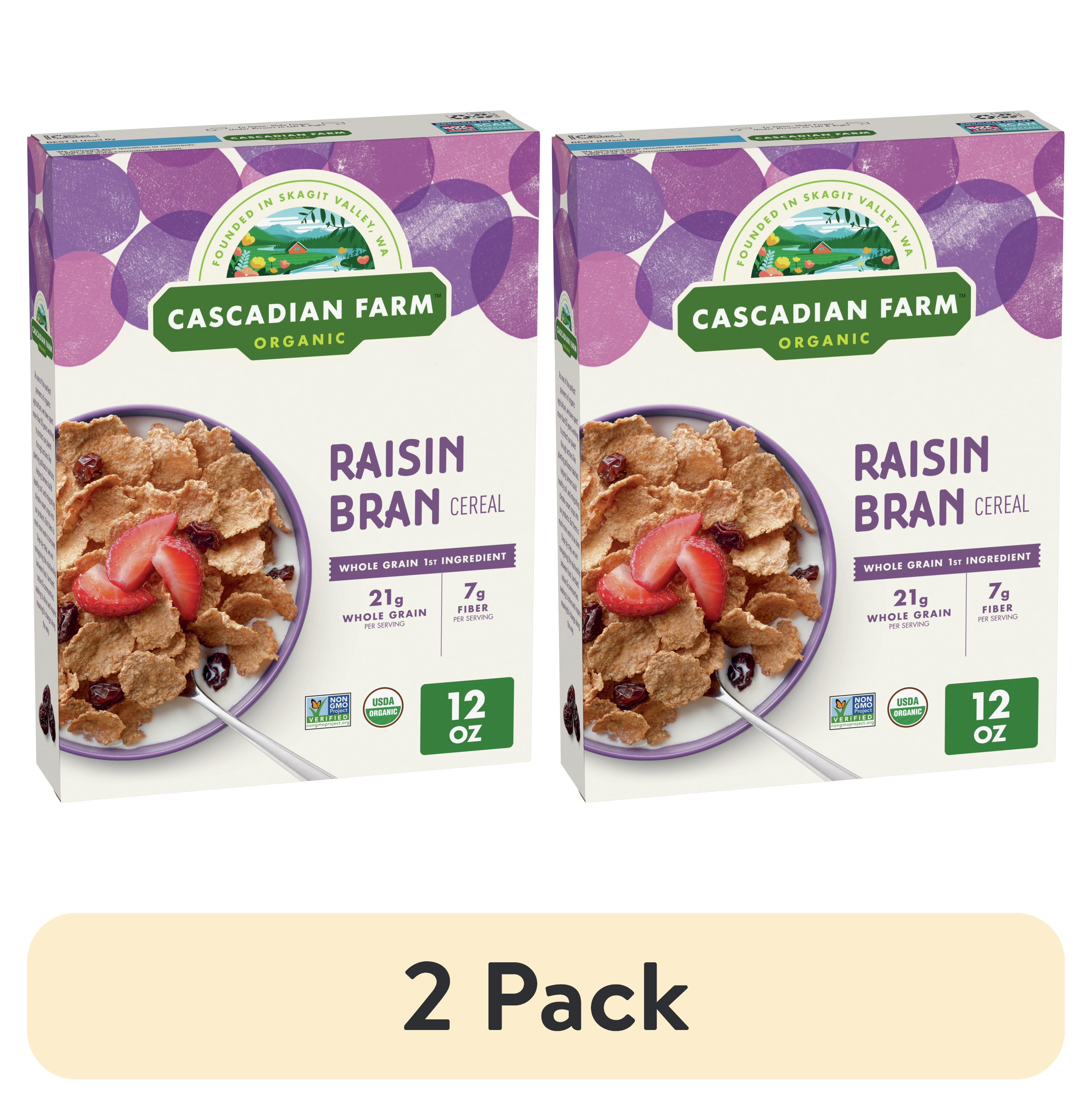 (2 pack) Cascadian Farm Organic Raisin Bran Cereal, Made with Wheat ...
