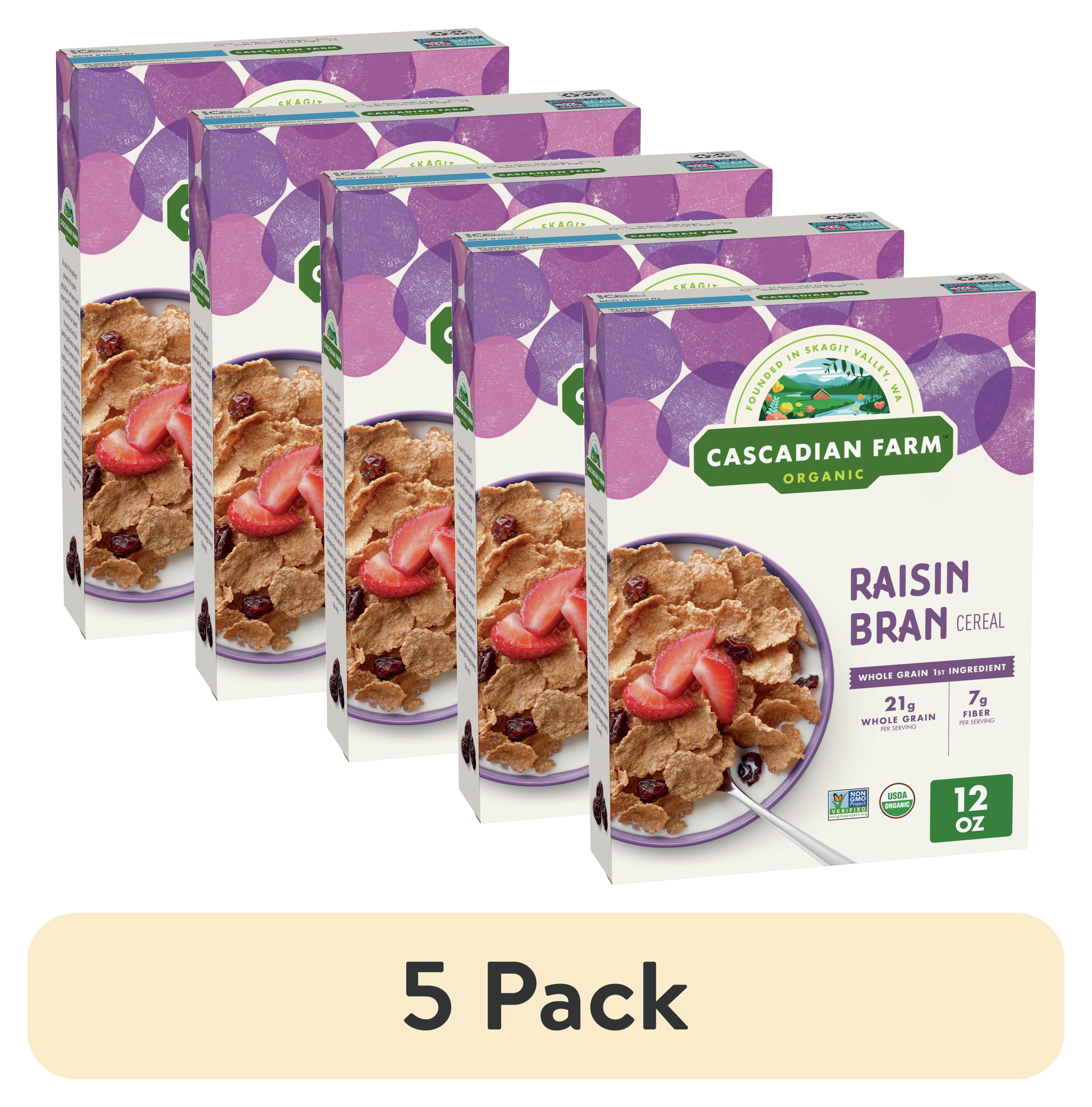(5 pack) Cascadian Farm Organic Raisin Bran Cereal, Made with Wheat ...