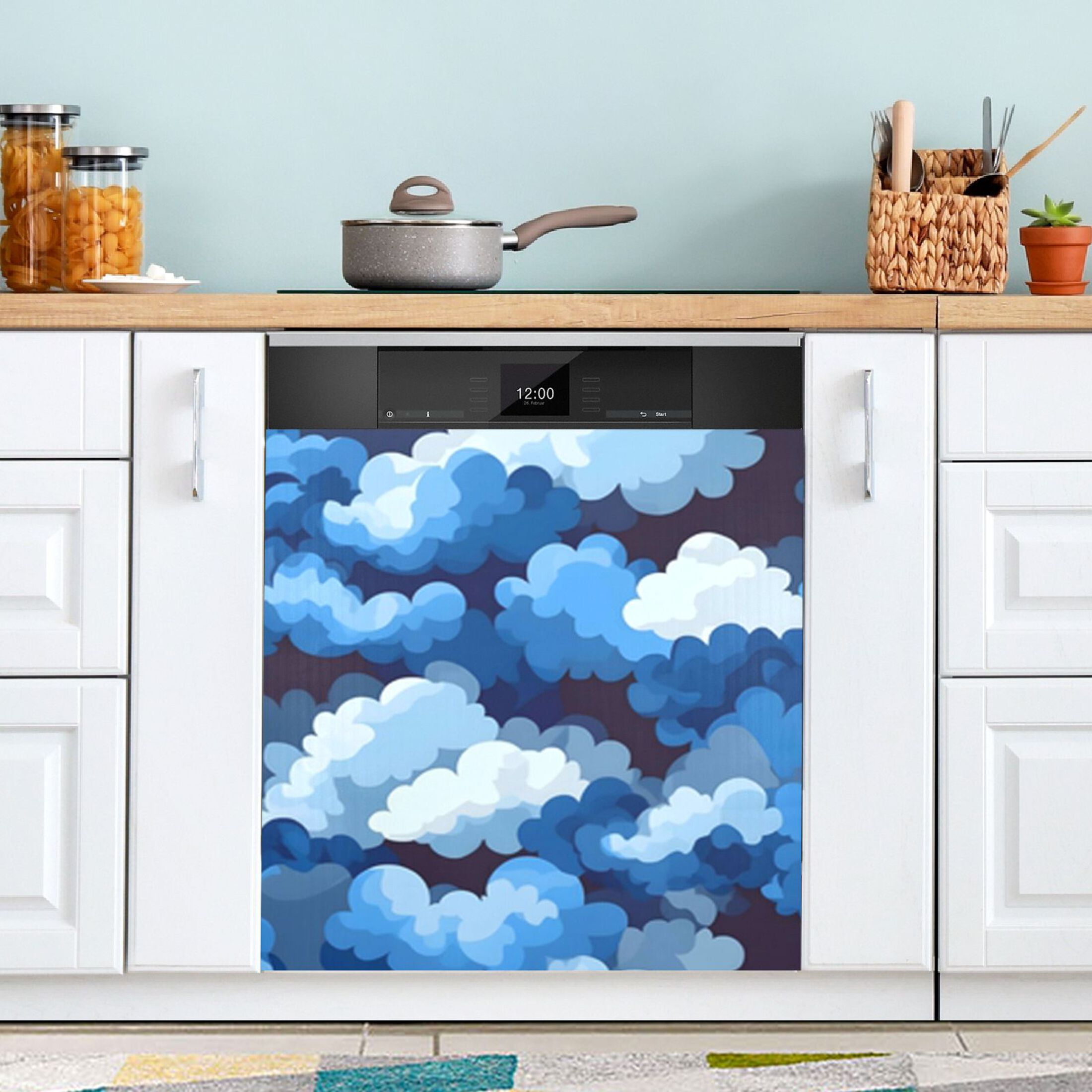 Cascading Blue Clouds Christmas Dishwasher Magnet Cover Reuseable ...