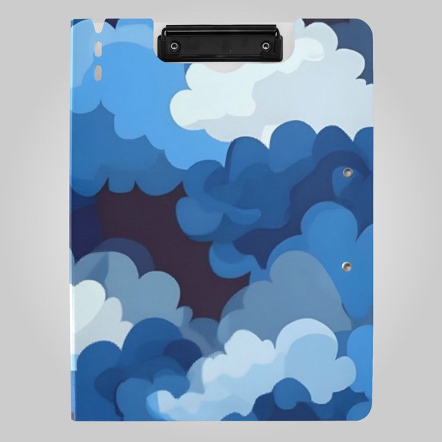 Cascading Blue Clouds Foldable Binder Folder Clipboard with Pen Slot ...