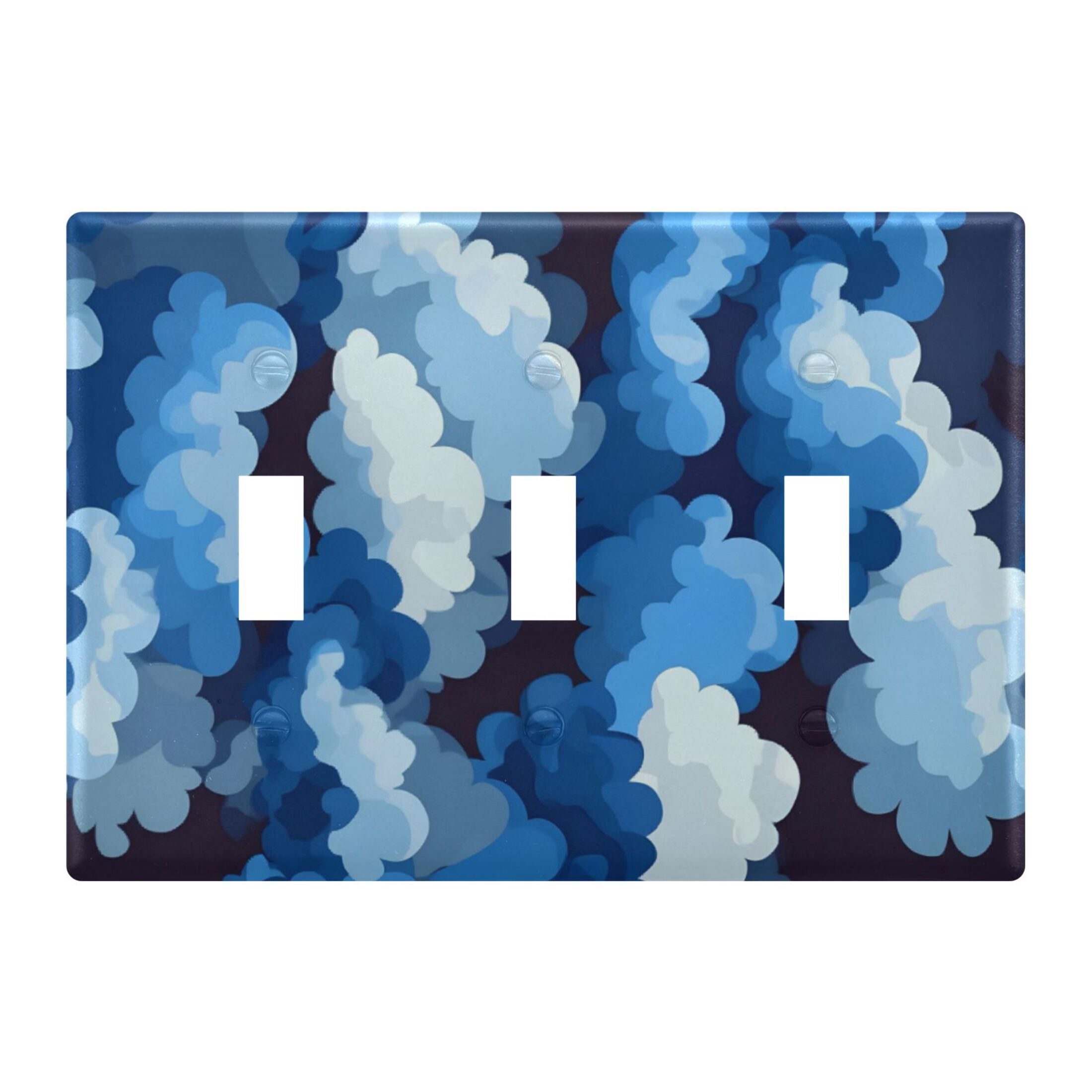 Cascading Blue Clouds Light Switch Cover Decorative 3 Gang Wall Plate ...