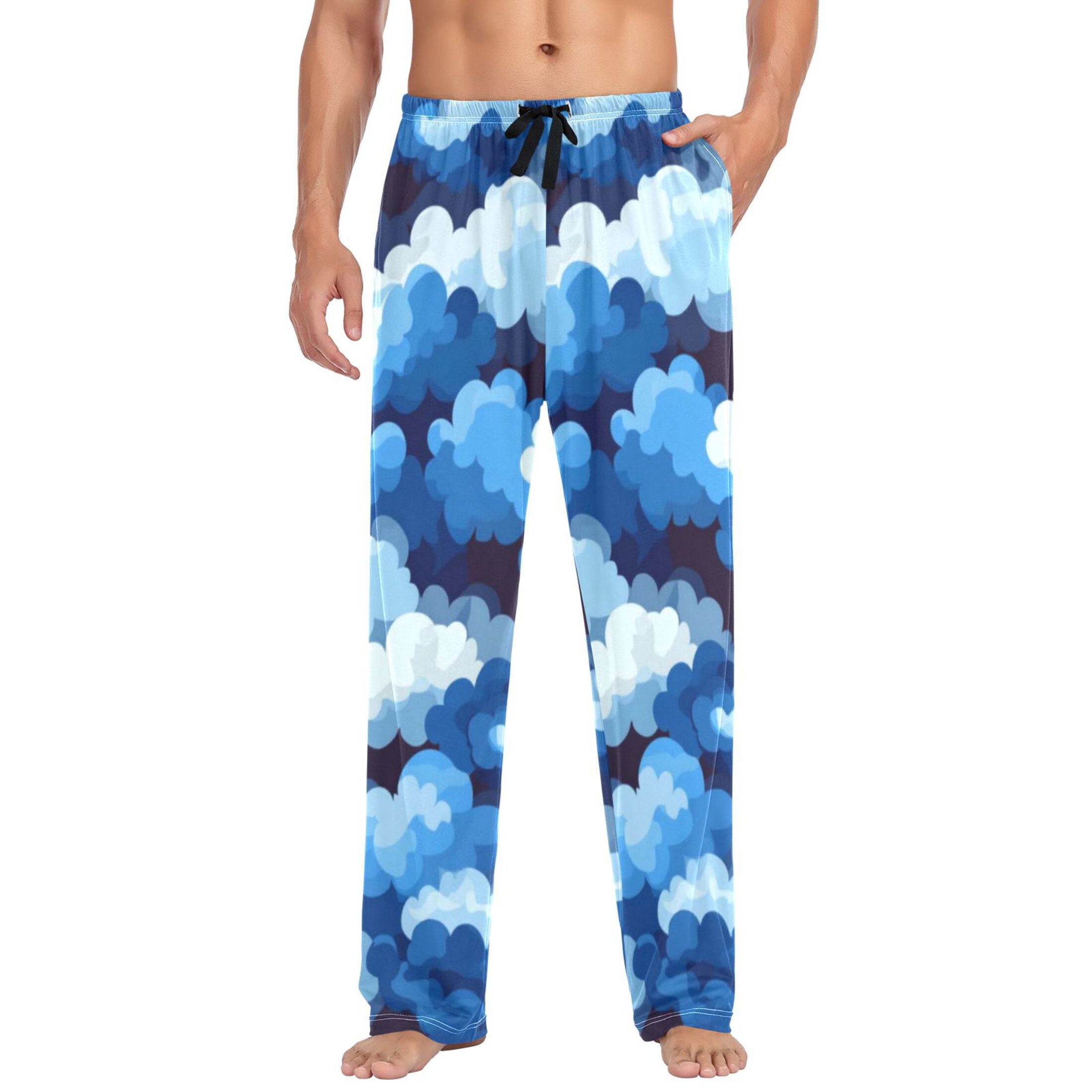 Cascading Blue Clouds Mens Cotton Pajama Pant Sleep and Lounge Bottons ...