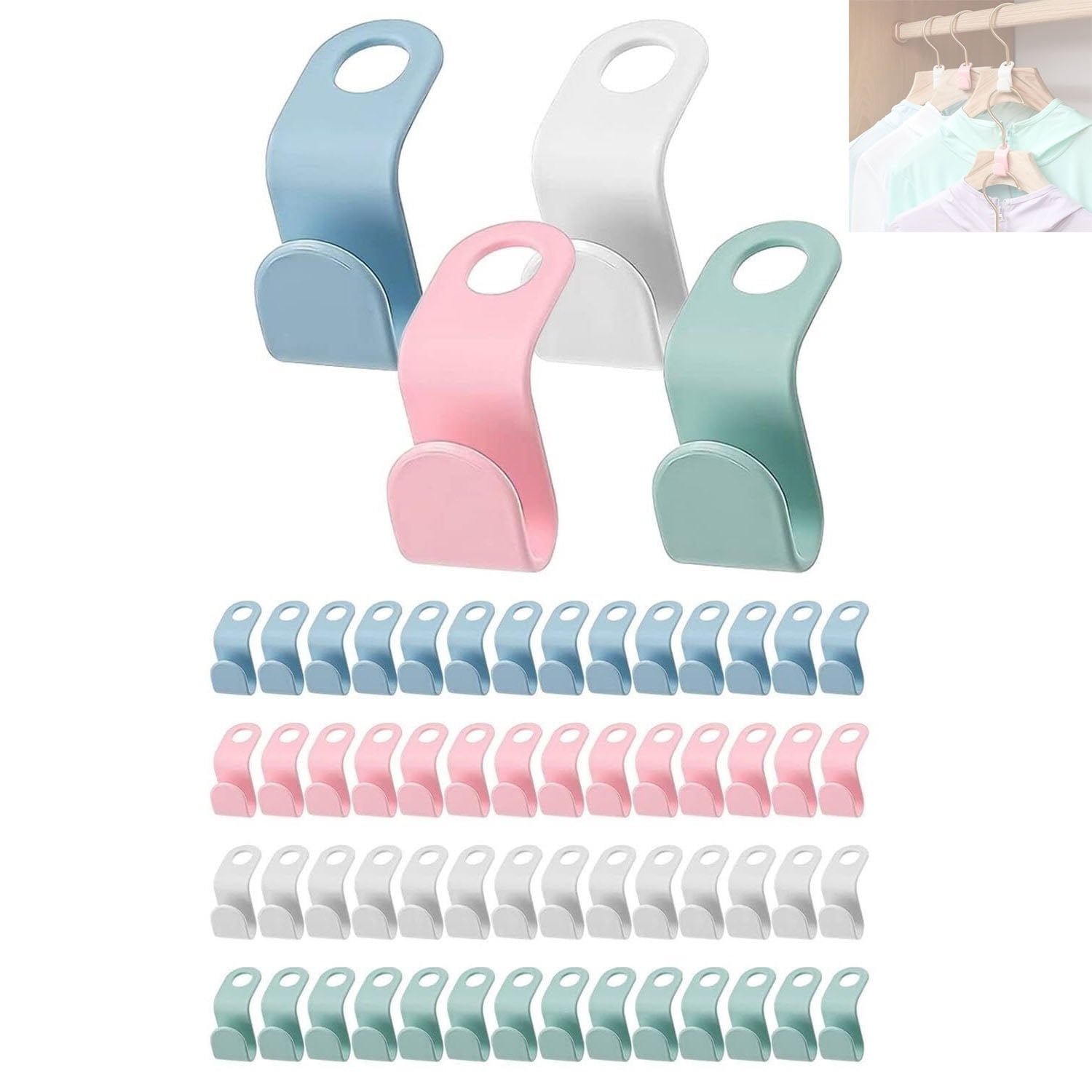 Cascading Hanger Extender Clips 50/100/200pcs Space-Saving Closet ...