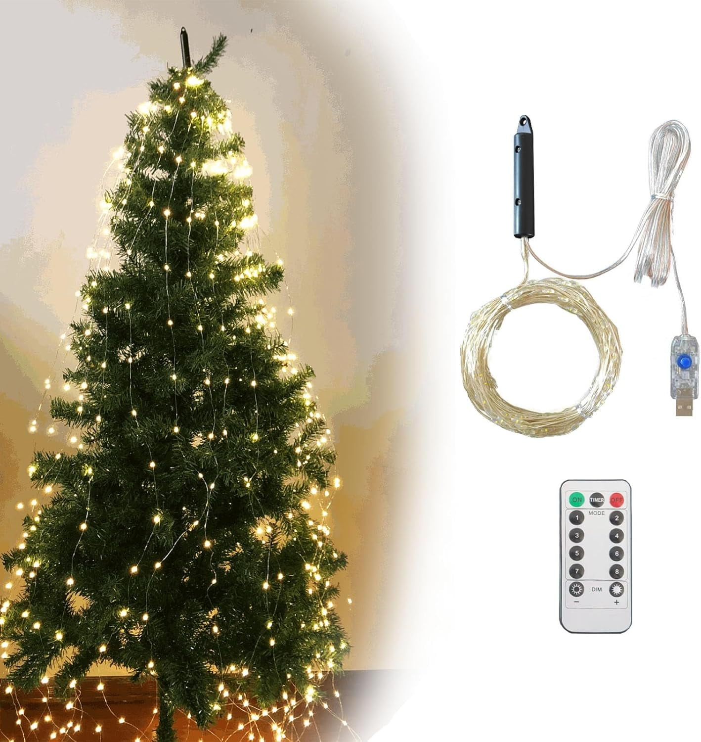 Cascading Twinkle Lights for Christmas Tree - 2026 Upgrade Waterfall ...