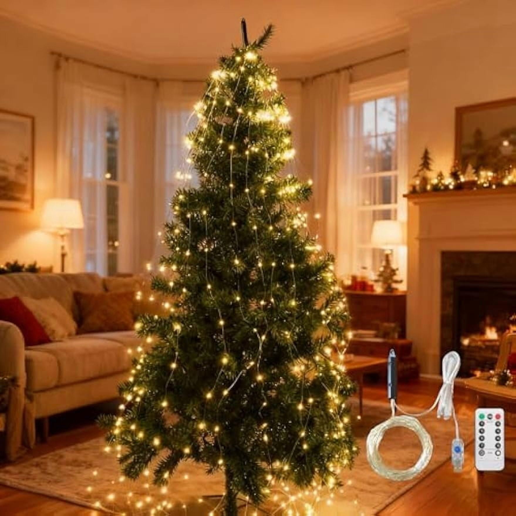 Cascading Twinkle Lights for Christmas Tree, 8-Mode Waterfall String ...
