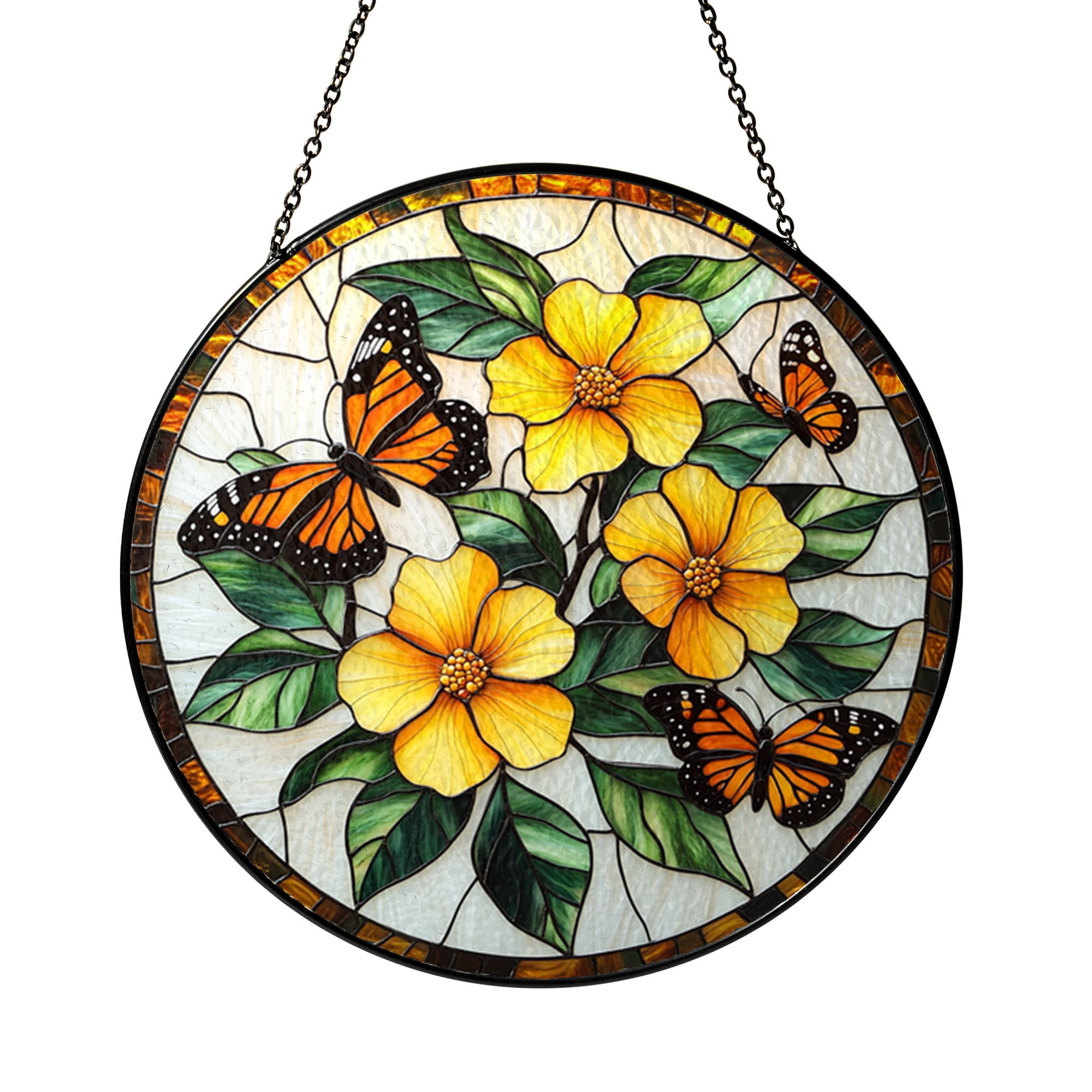 Cascading Yellow Flower Stained Glass Style Suncatcher – Decorative ...