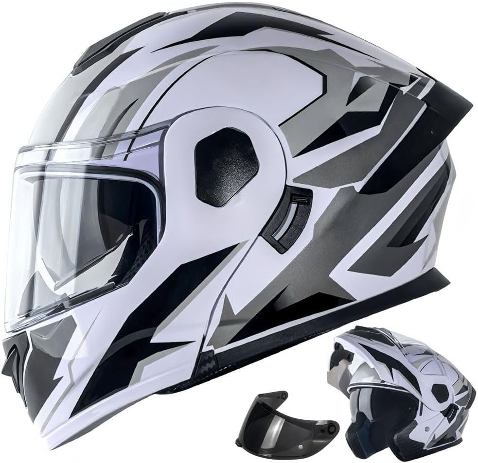 Casco Modular Moto Integral para Hombres y Mujeres, con Doble Visera ...