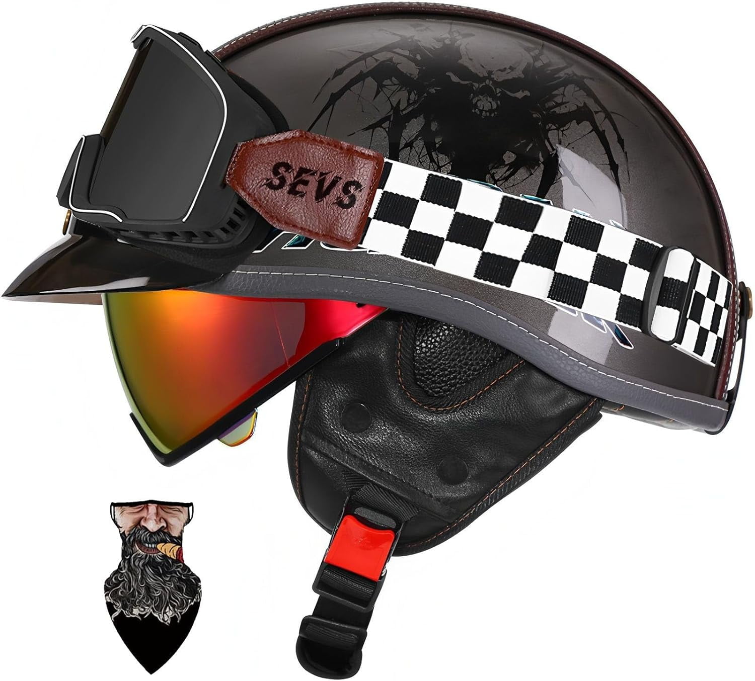 Casco Moto Retro Jet Vintage Semi Cubierto para Hombres y Mujeres, ABS ...