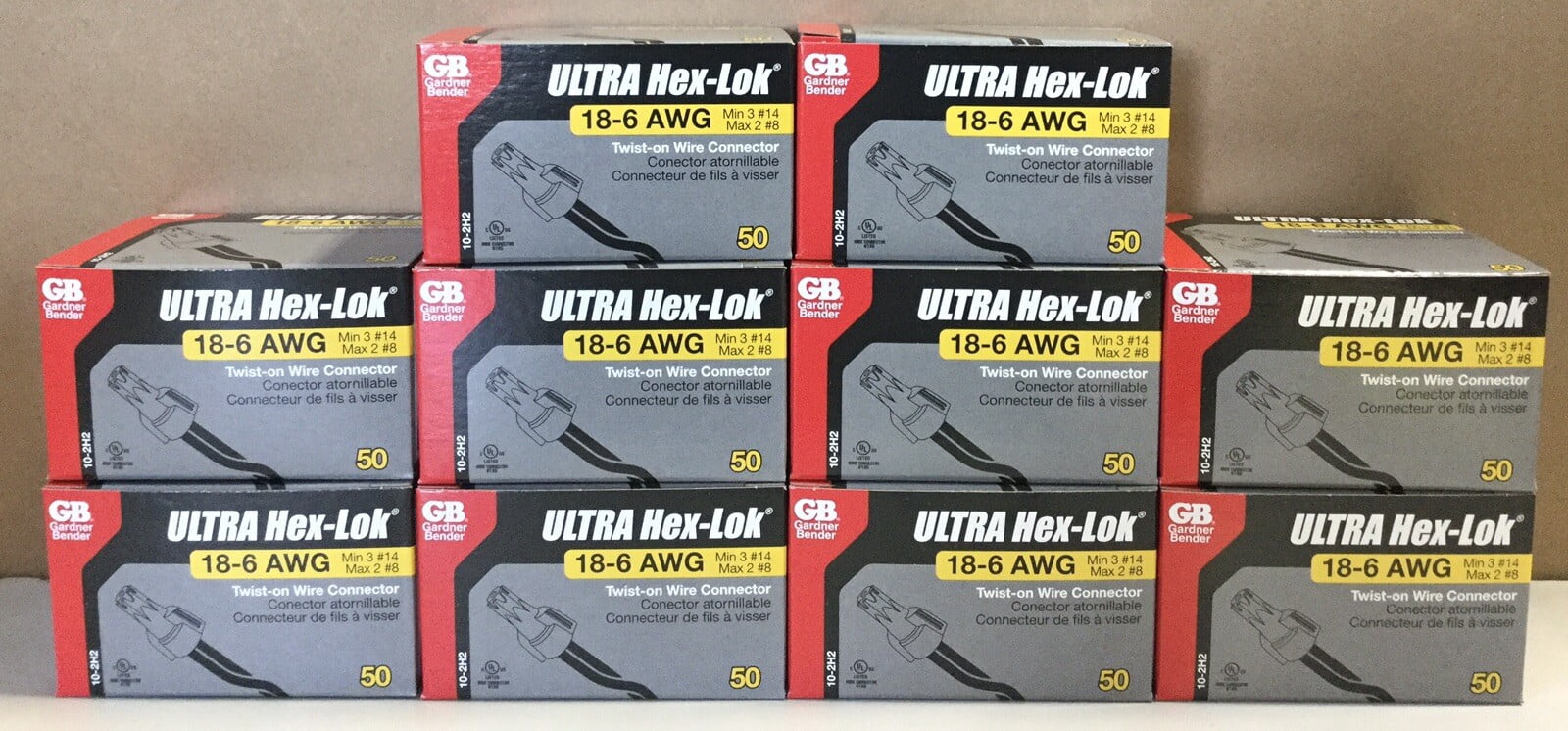 Case (10) Gardner Bender 10-2H2 Ultra Hex-Lok Twist-On Wire Connectors ...